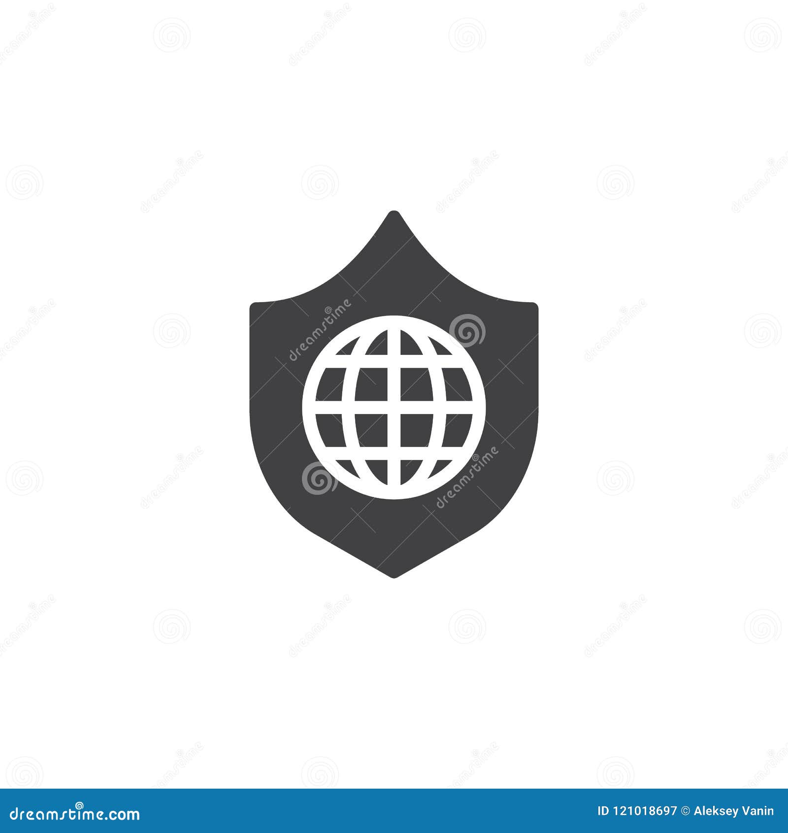 Globe shield vector icon stock vector. Illustration of sign - 121018697