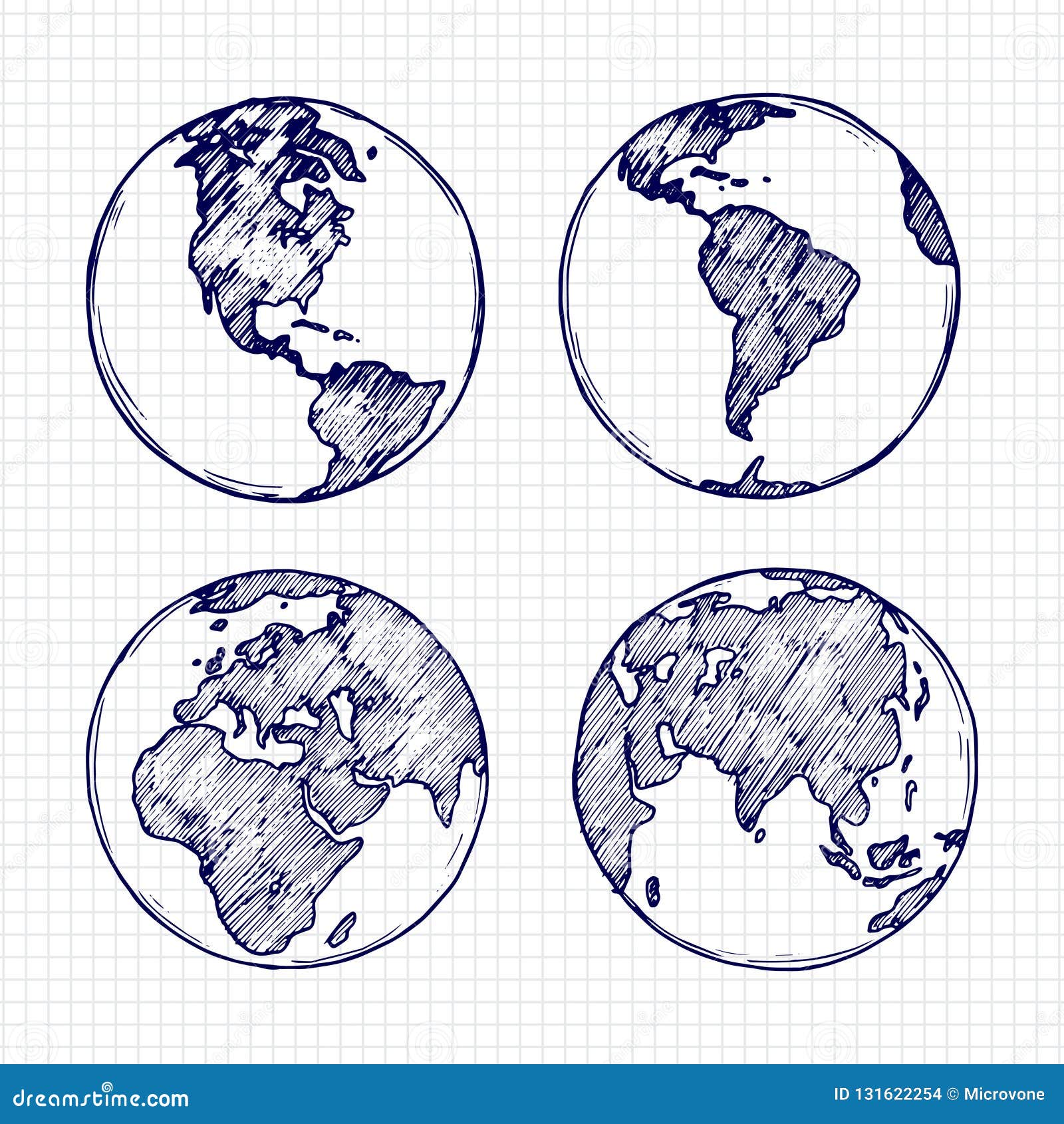 Globe Sketch. Map World Hand Drawn Globe, Earth Circle Concept ...
