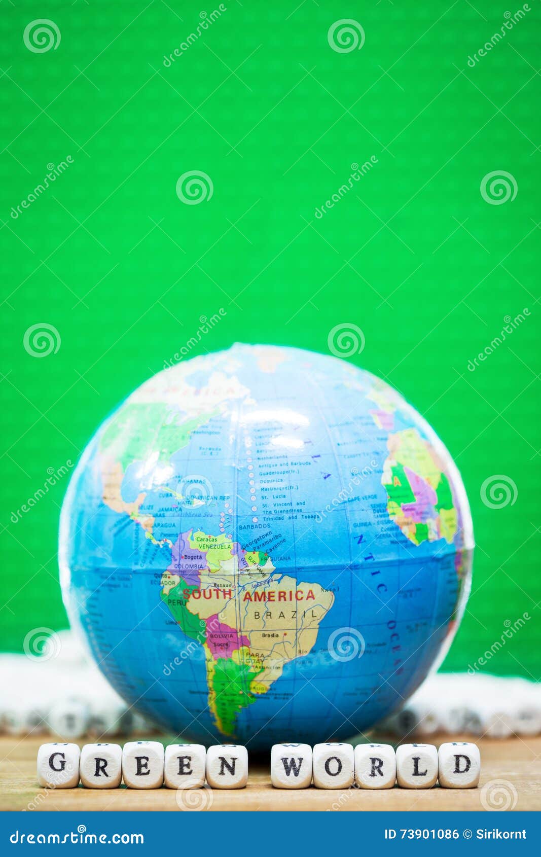 Globe - South America with GREEM WORLD Message Stock Photo - Image of ...