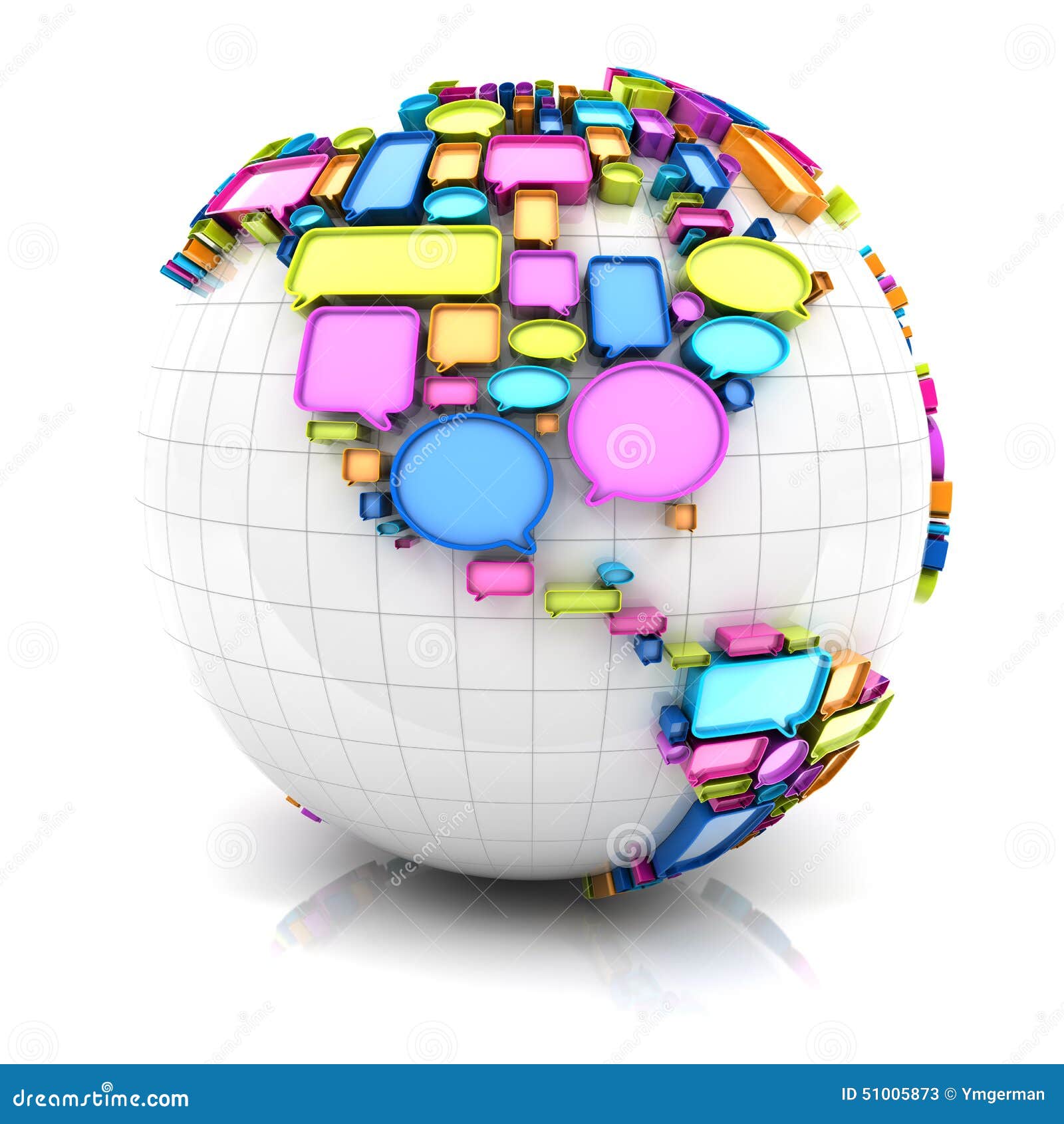Globe with speech bubbles stock illustration. Illustration of ...