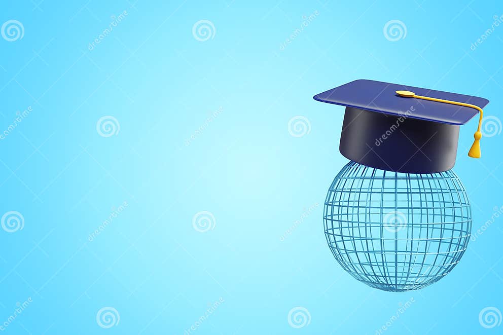 Globe Sphere in an Academic Graduation Cap. Stock Illustration ...