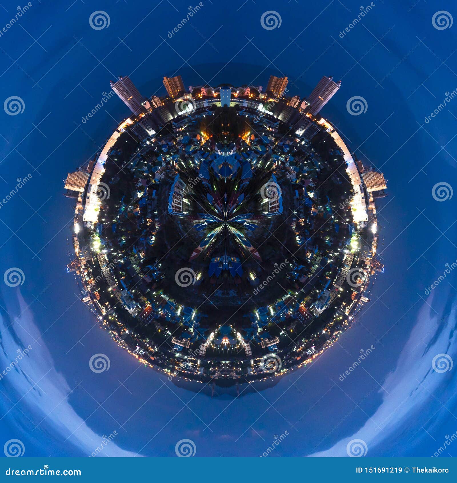 Globe Sphere Effect Scenic Landscape of the City in Twilight Time Stock ...