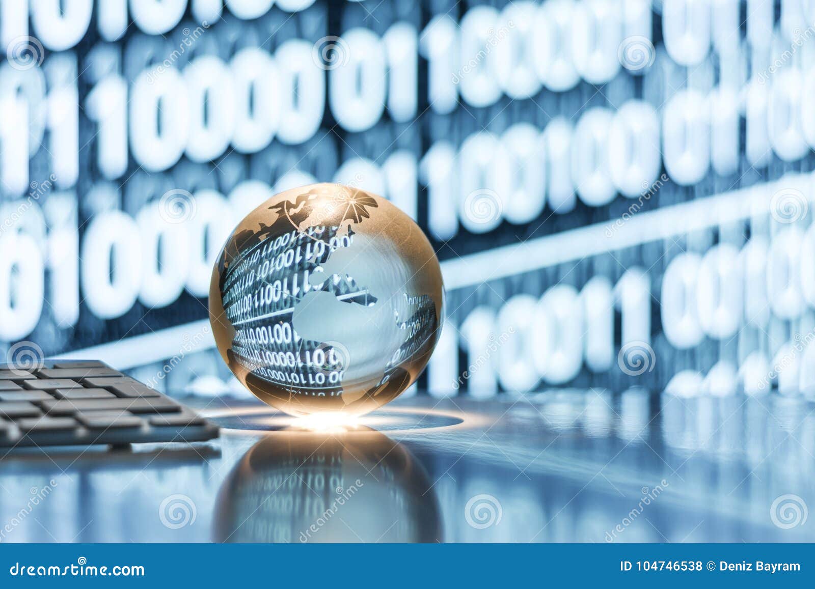 Globe Sphere Front the Screen Stock Photo - Image of code, number ...