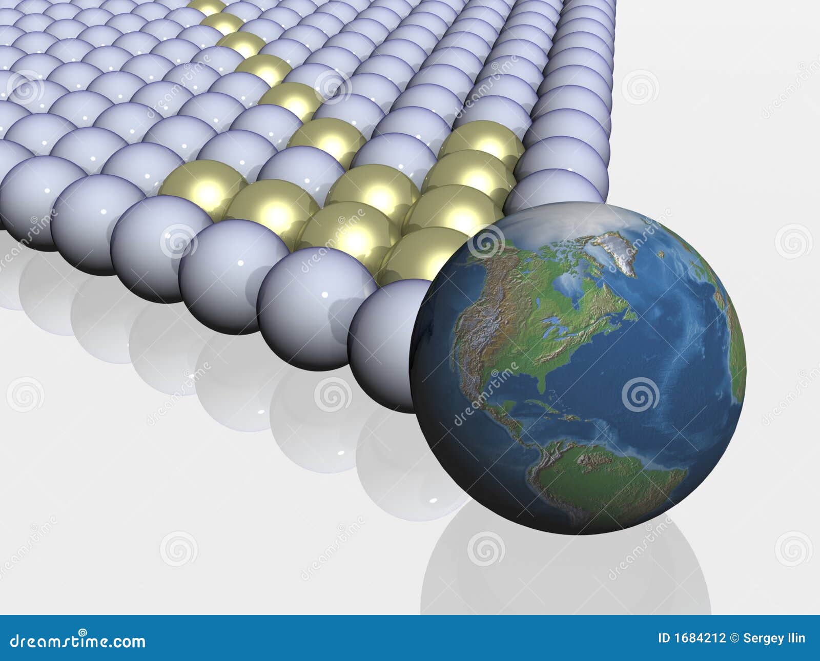The globe among spheres. stock illustration. Illustration of cursor ...
