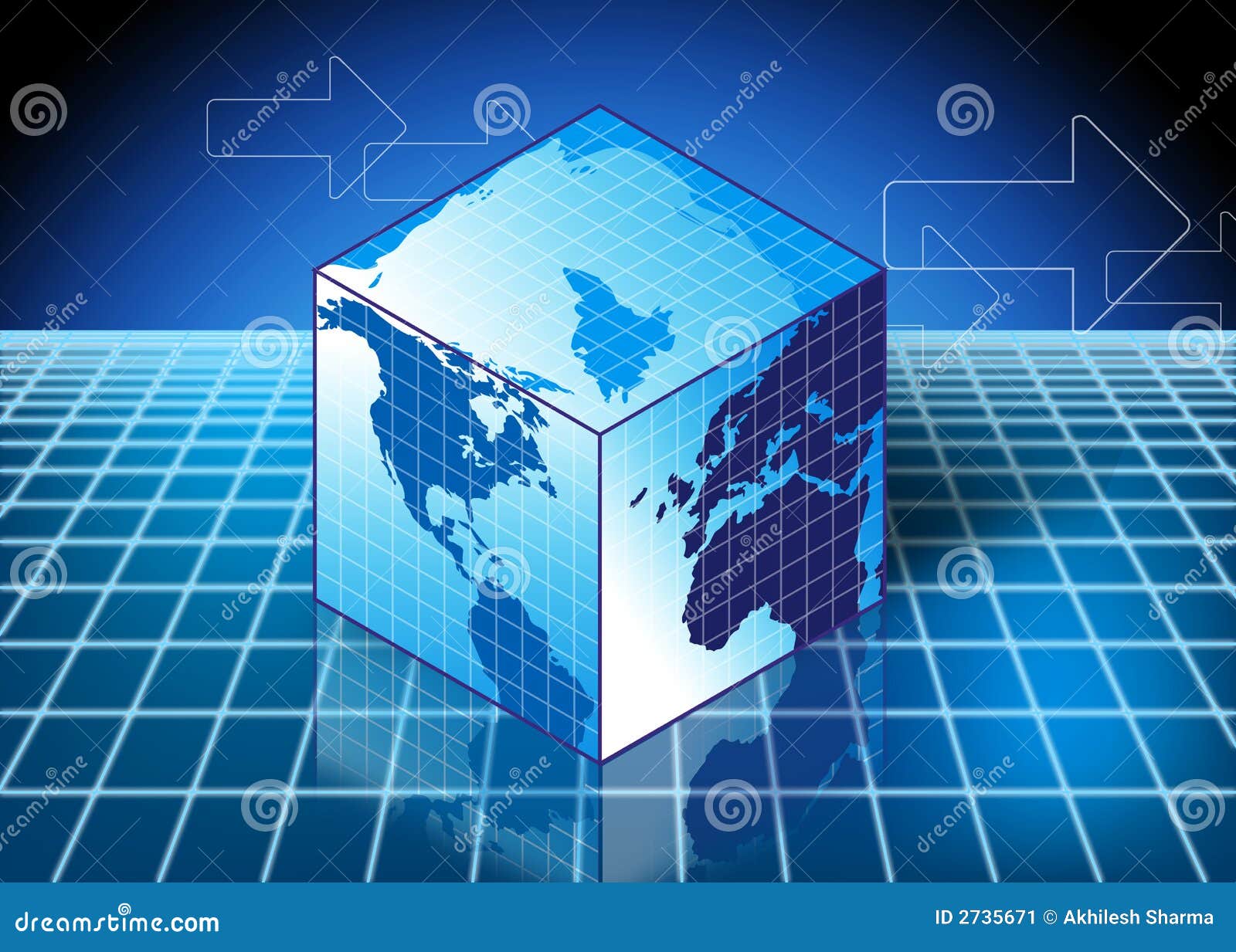 Globe in a square shape stock illustration. Illustration of idea - 2735671