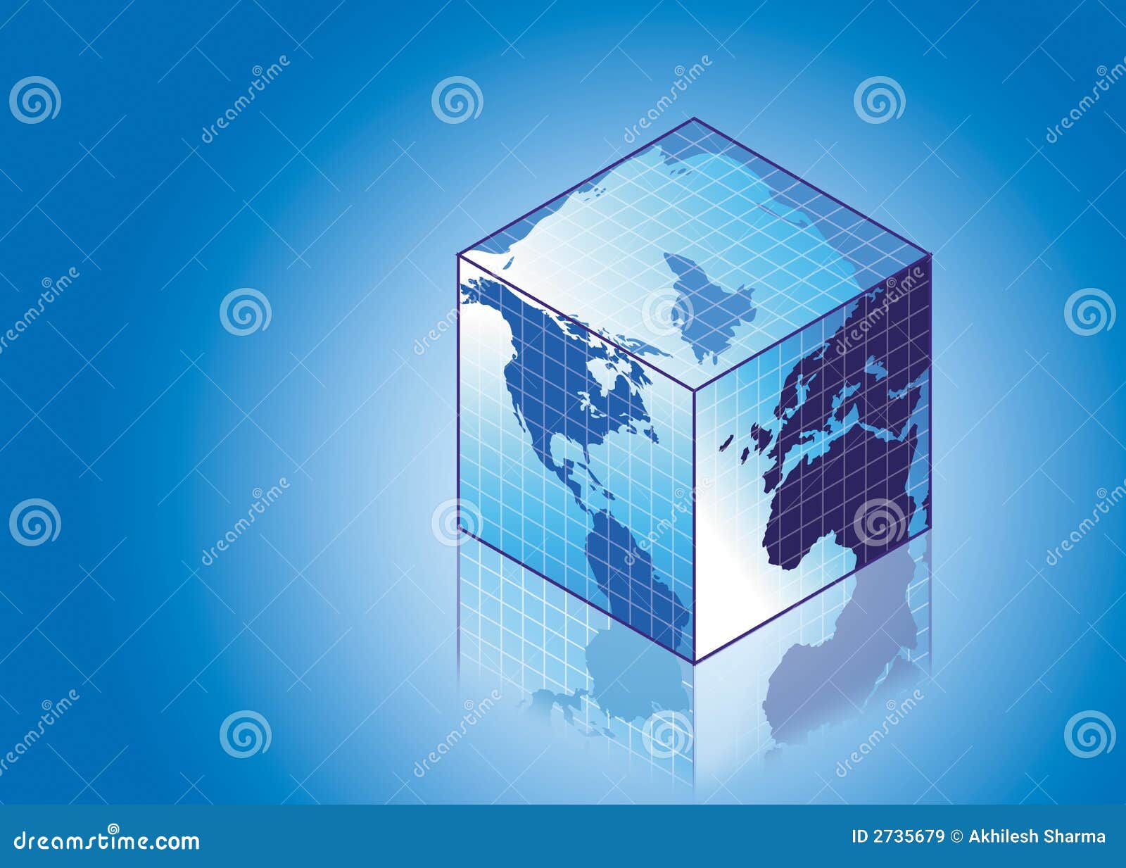 Globe in a square shape stock illustration. Illustration of internet ...