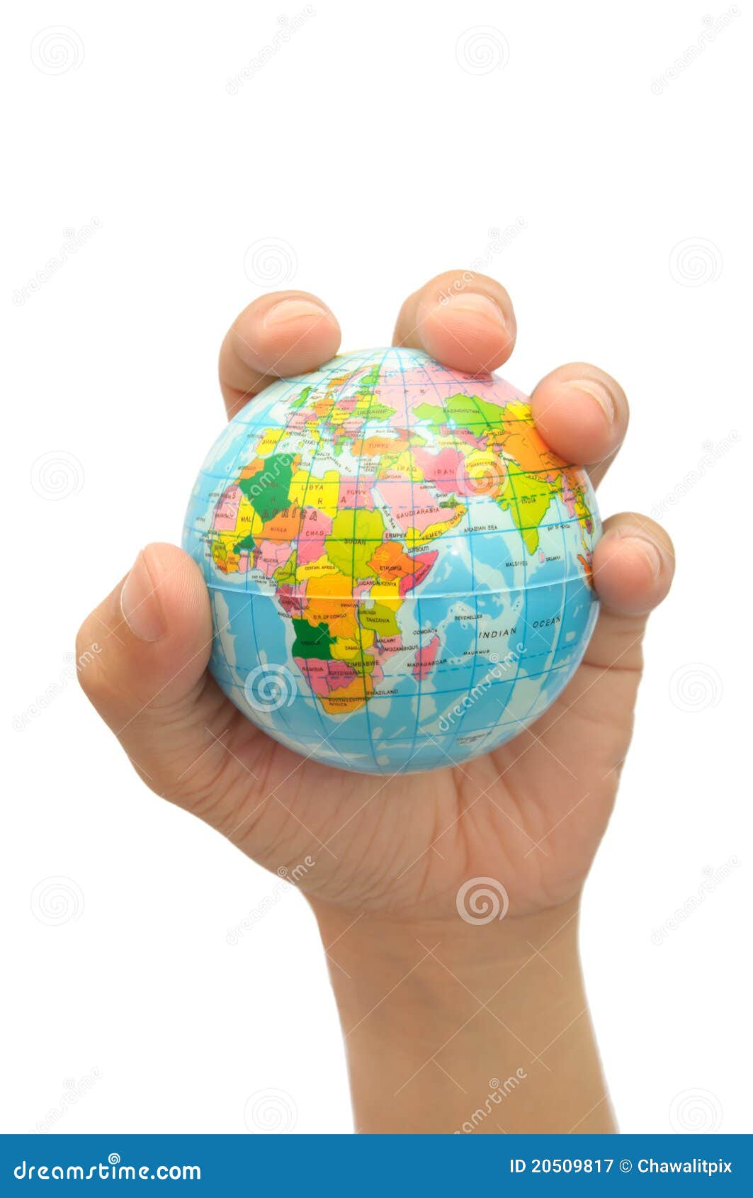 The globe squeezed in hand stock image. Image of death - 20509817