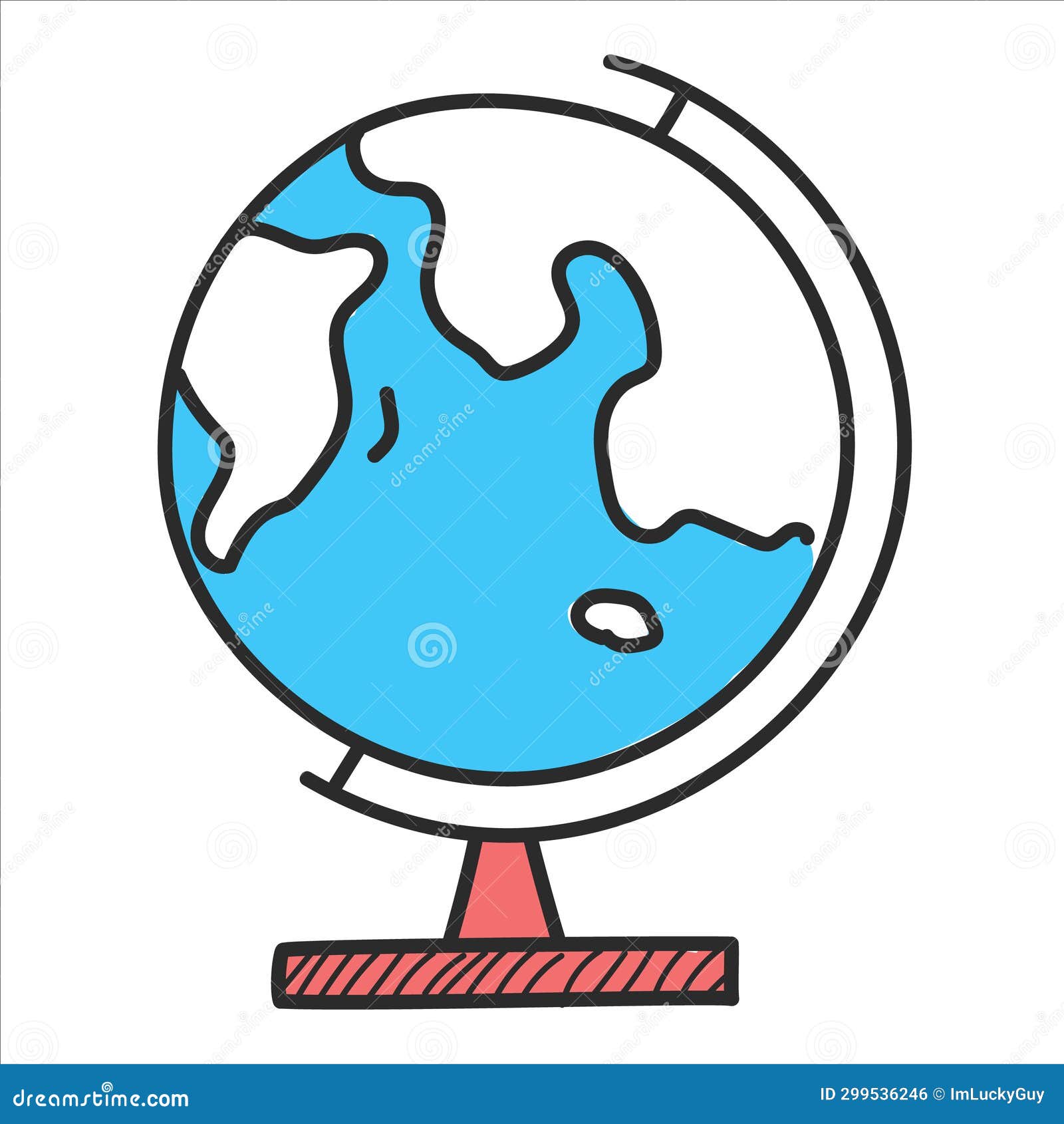 Globe on Stand Doodle Icon Vector Isolated Stock Illustration ...