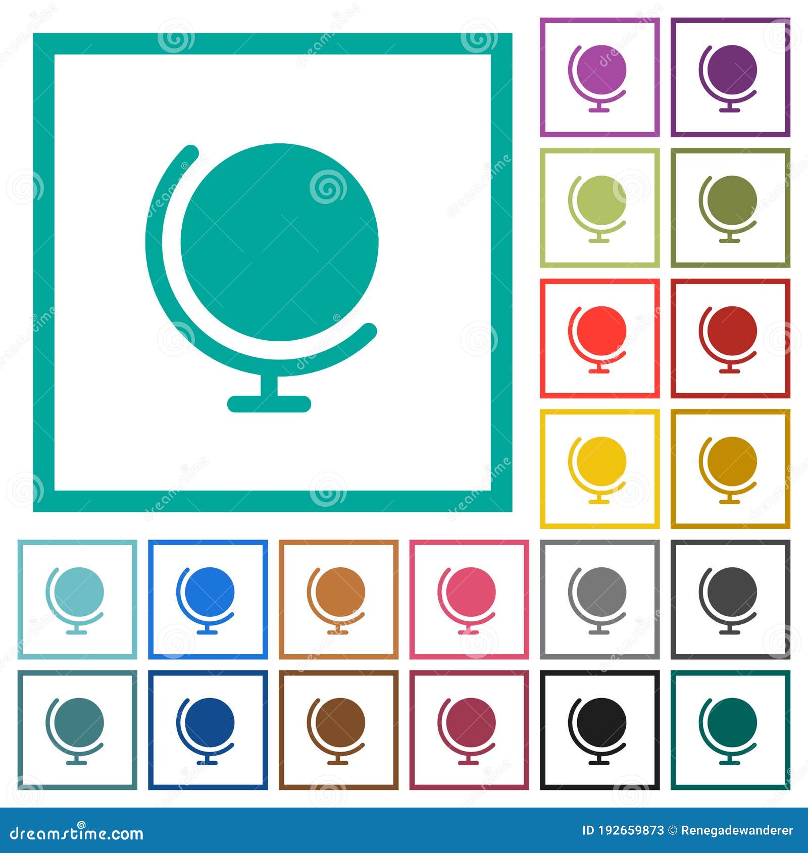 Globe With Stand Flat Color Icons With Quadrant Frames Cartoon Vector ...