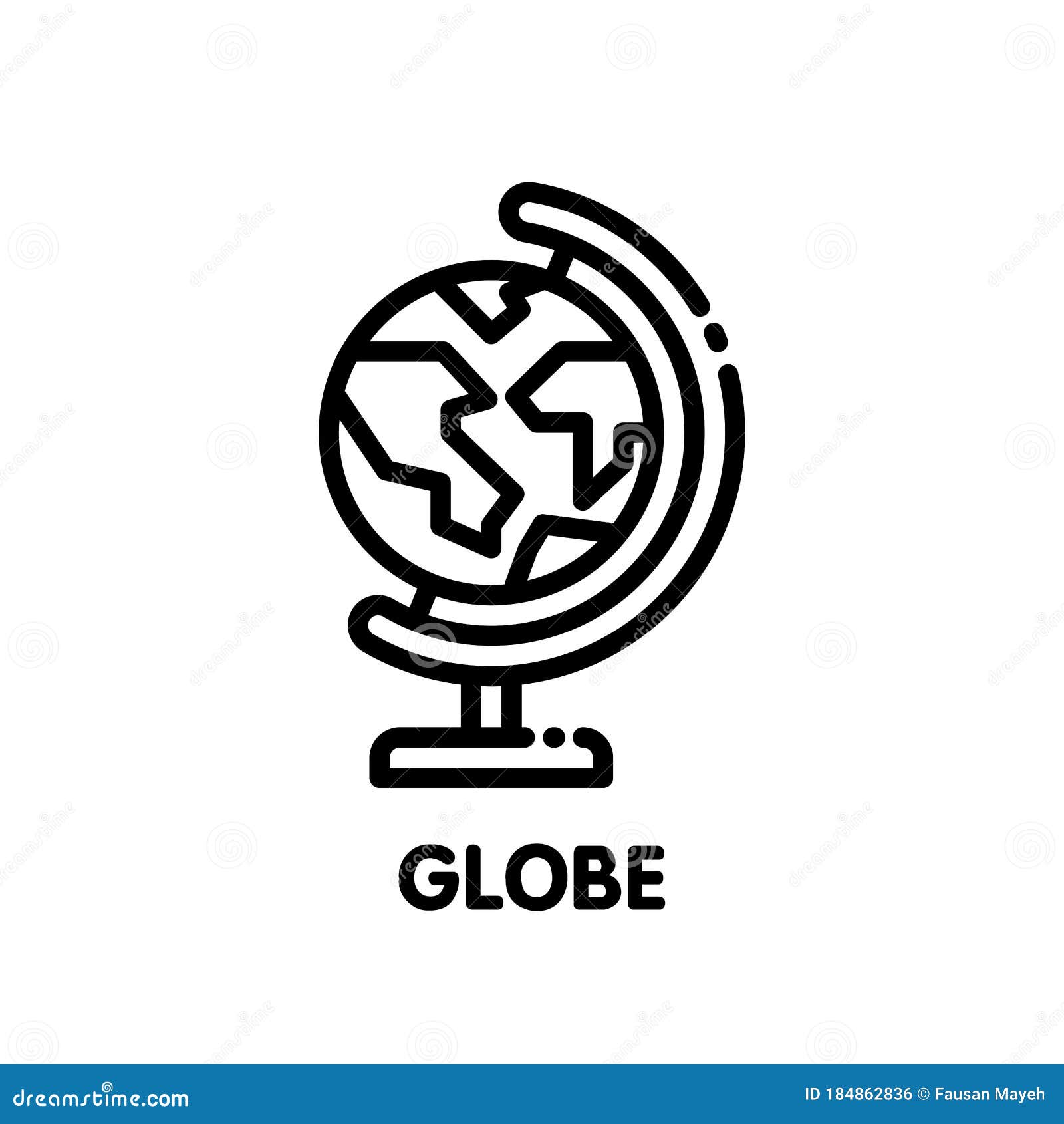Globe for Study Outline Icon Style Design Illustration on White ...