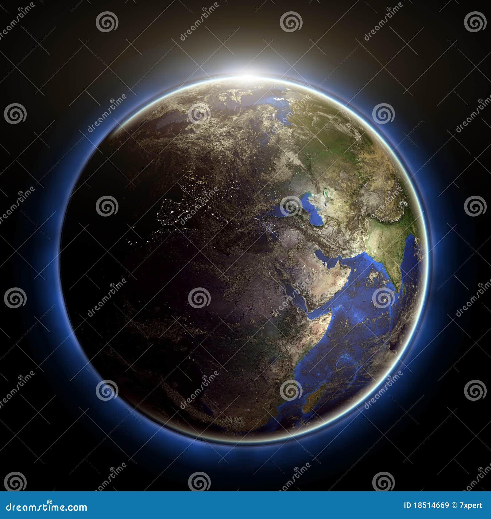 Globe sunset stock illustration. Illustration of night - 18514669