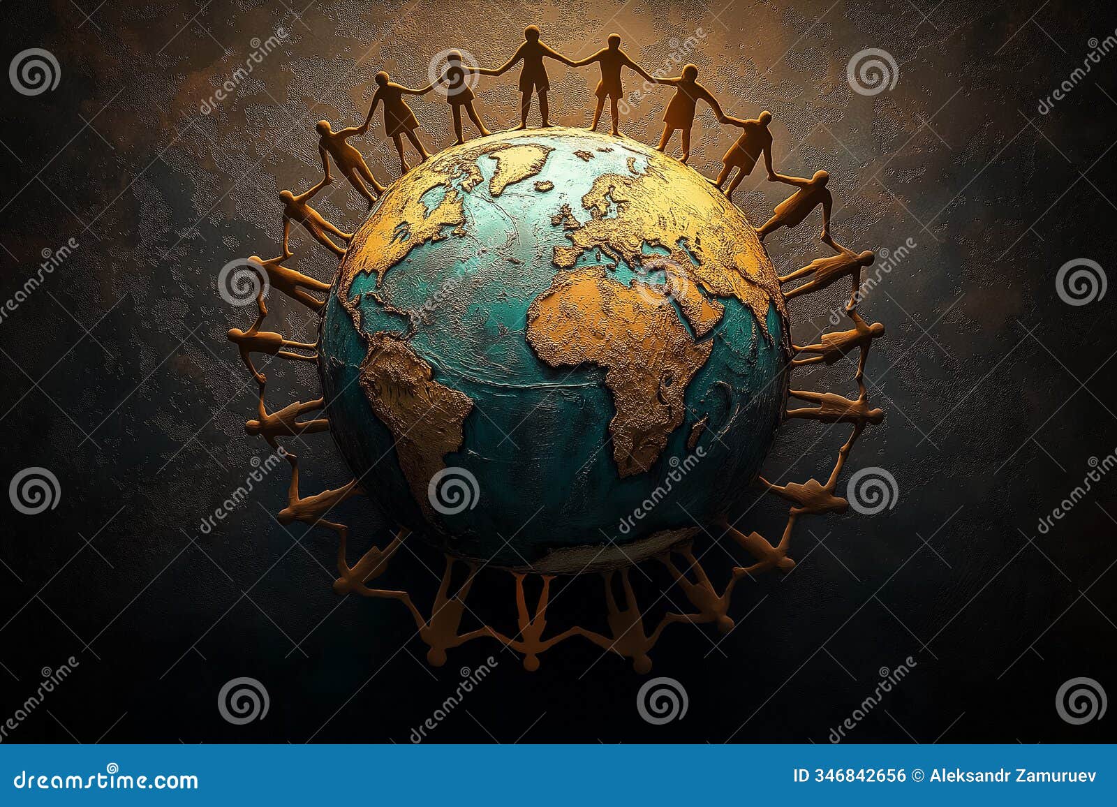 A Globe Surrounded by Figures Symbolizes Unity and Highlights Global ...