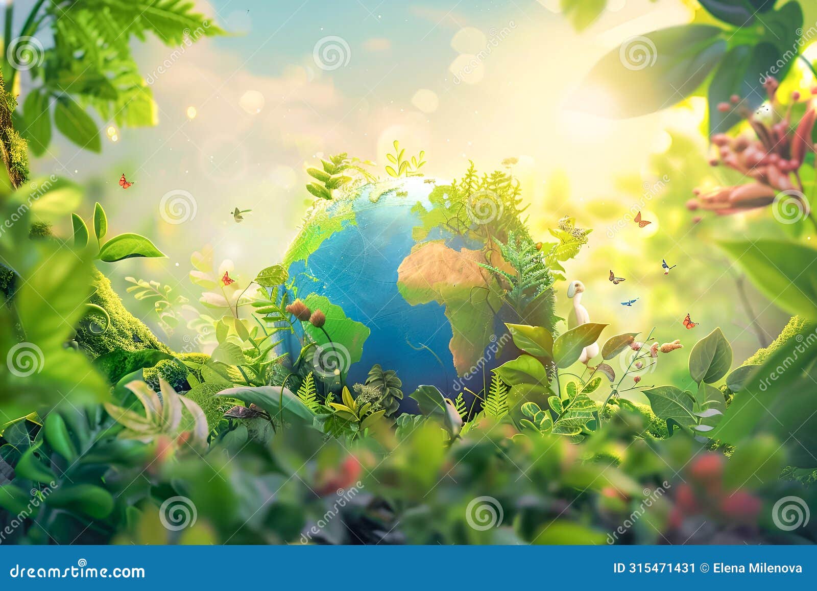 Globe Surrounded by Green Trees and Leaves. Sustainability Ecology ...