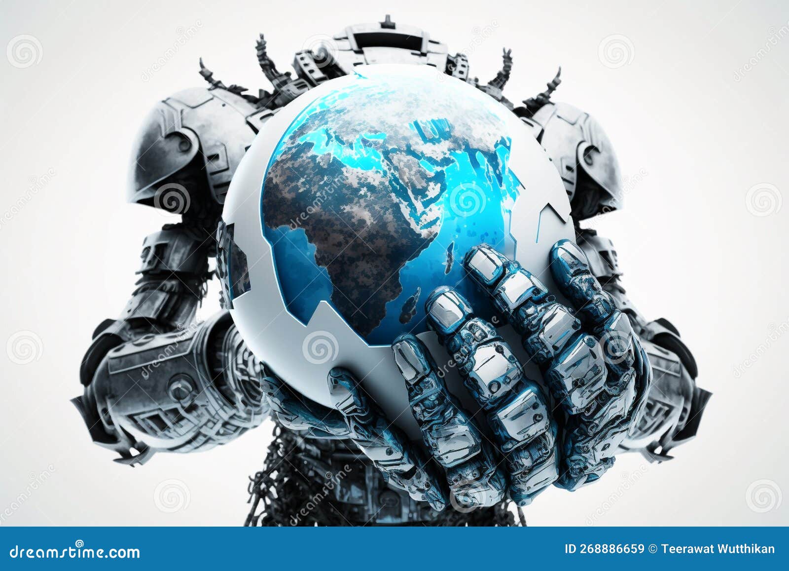 The Globe is Surrounded by Robots Stock Illustration - Illustration of ...