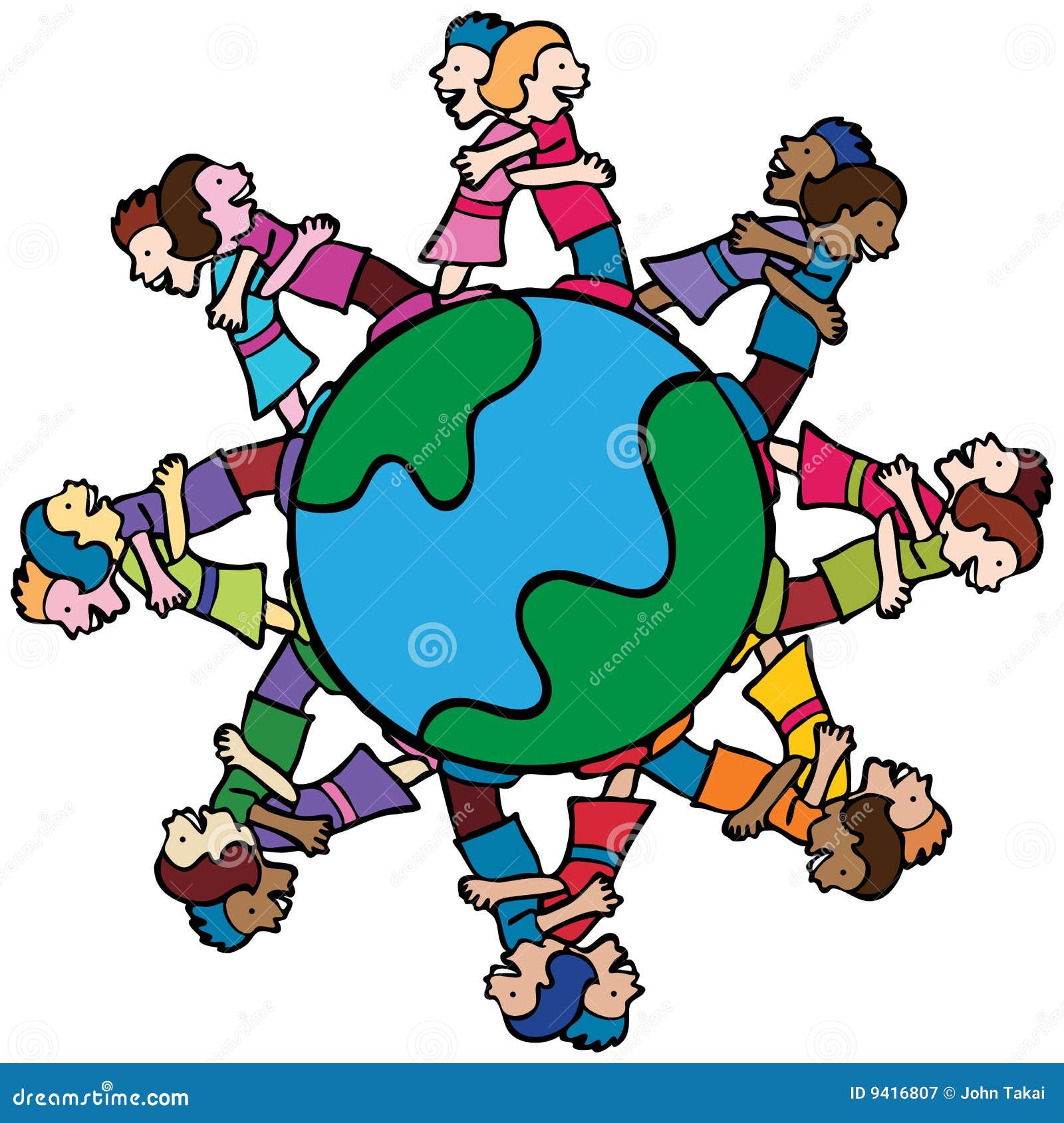Globe with Surrounding Kids Hugging Stock Vector - Illustration of ...