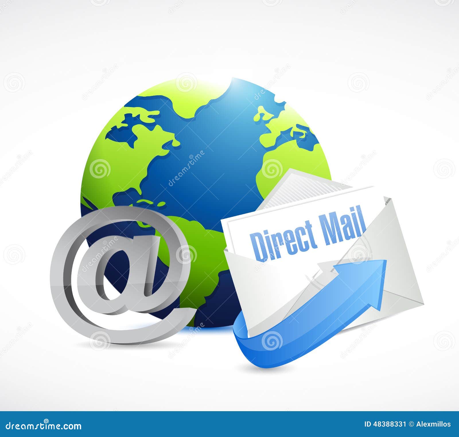 Globe at Symbol and Direct Mail Stock Illustration - Illustration of ...
