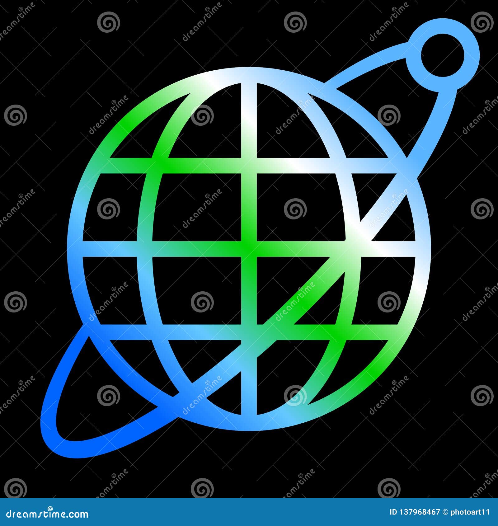 Globe Symbol Icon with Orbit and Satellite - Earth Gradient, Isolated ...