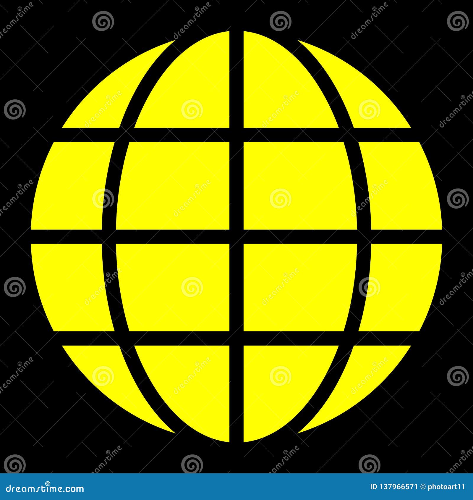 Globe Symbol Icon - Yellow Simple, Isolated - Vector Stock Vector ...