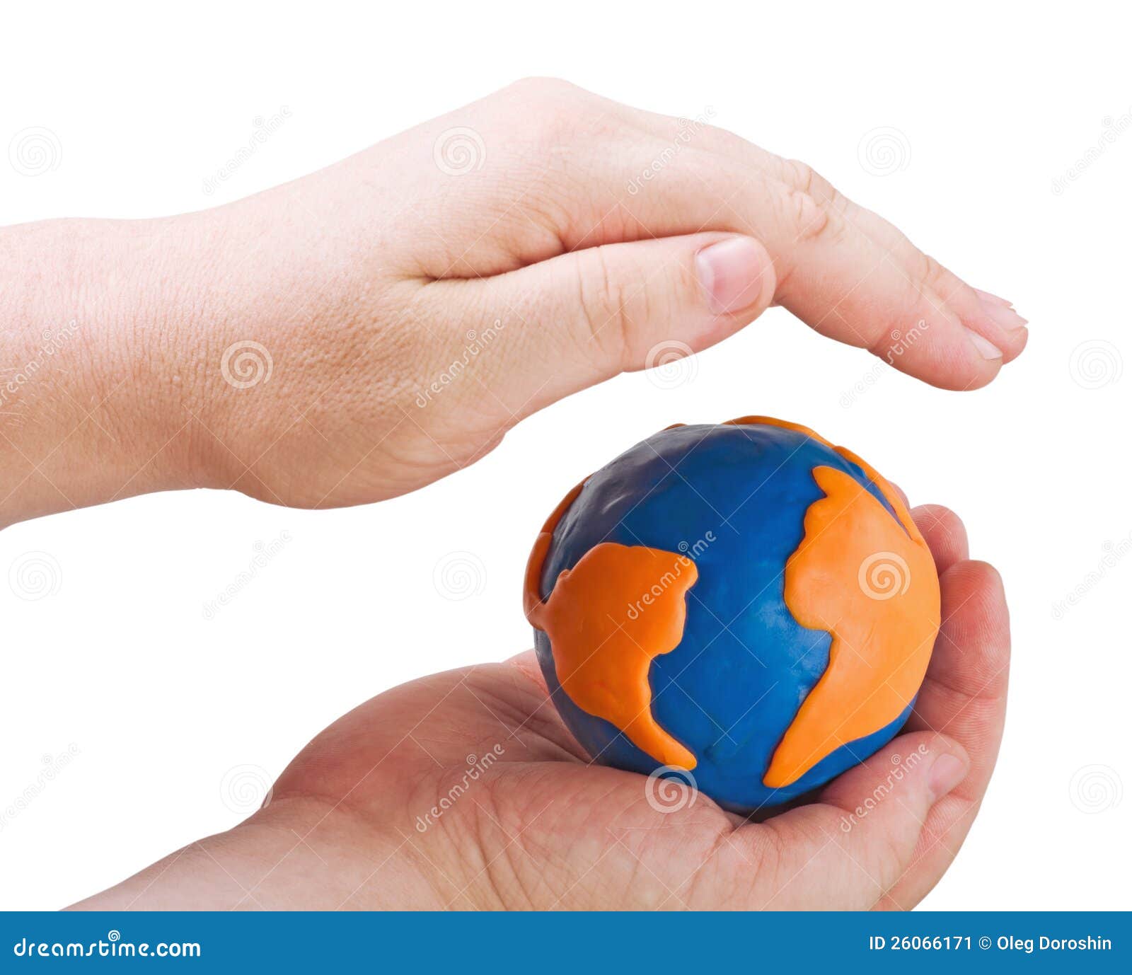 Globe Symbolizing the Land in the Hands Stock Image - Image of blue ...