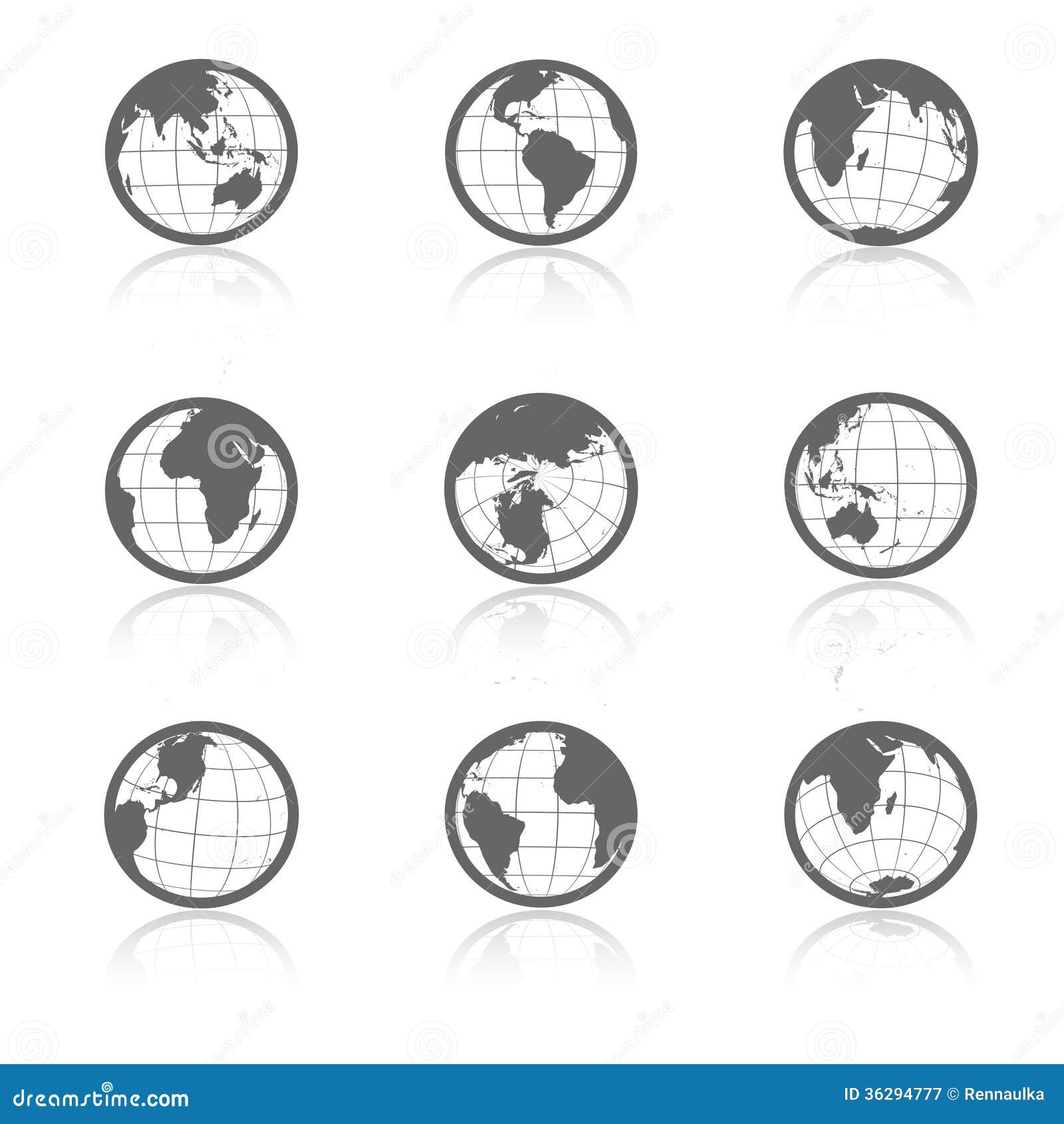 Globe Symbols - Icons Of World Cartoon Vector | CartoonDealer.com #36294747