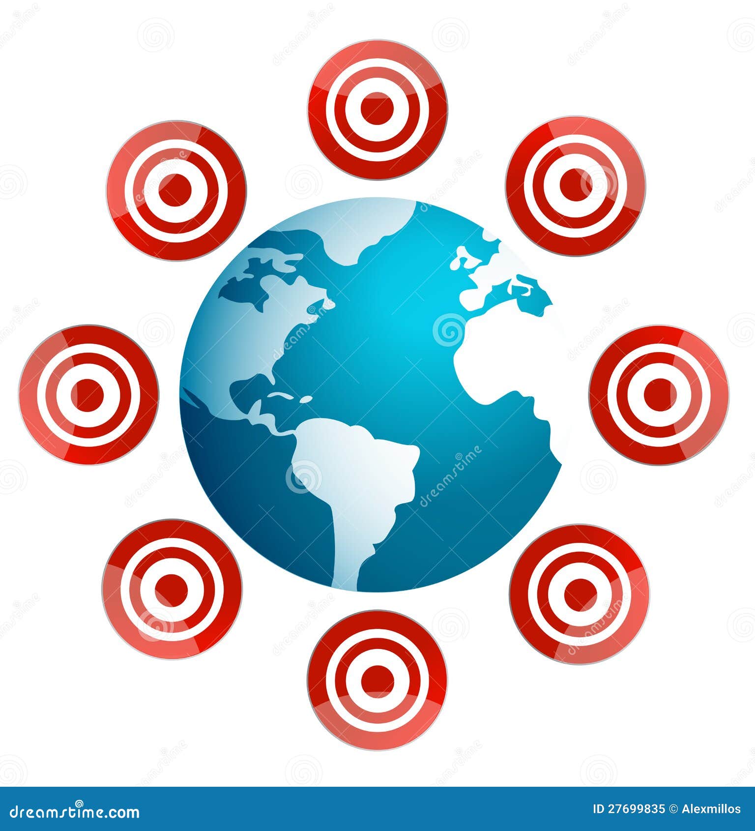 Globe with Target Signs Around Stock Illustration - Illustration of ...