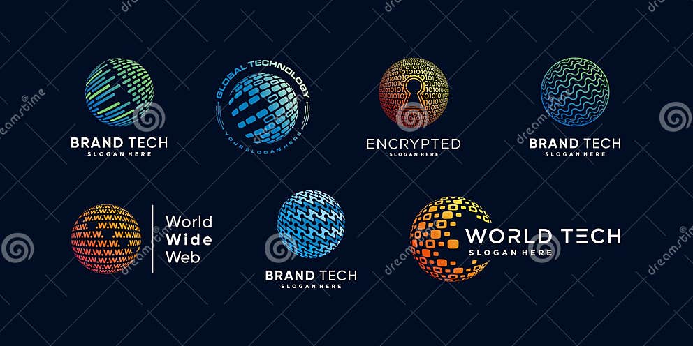Globe Tech Logo with Creative Modern Abstract Concept Part 3 Stock ...