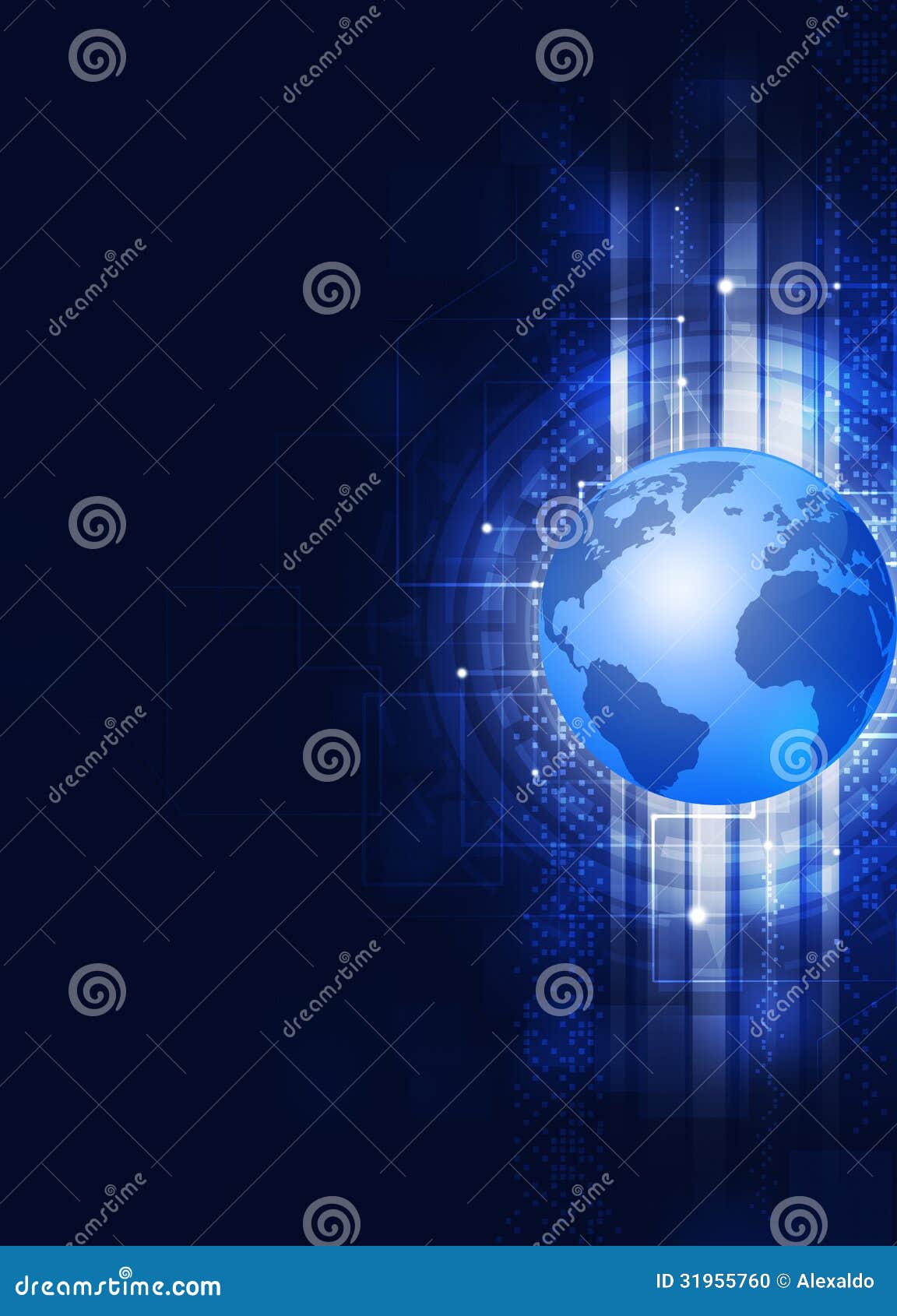 Globe Technology Abstract Blue Background Stock Illustration ...