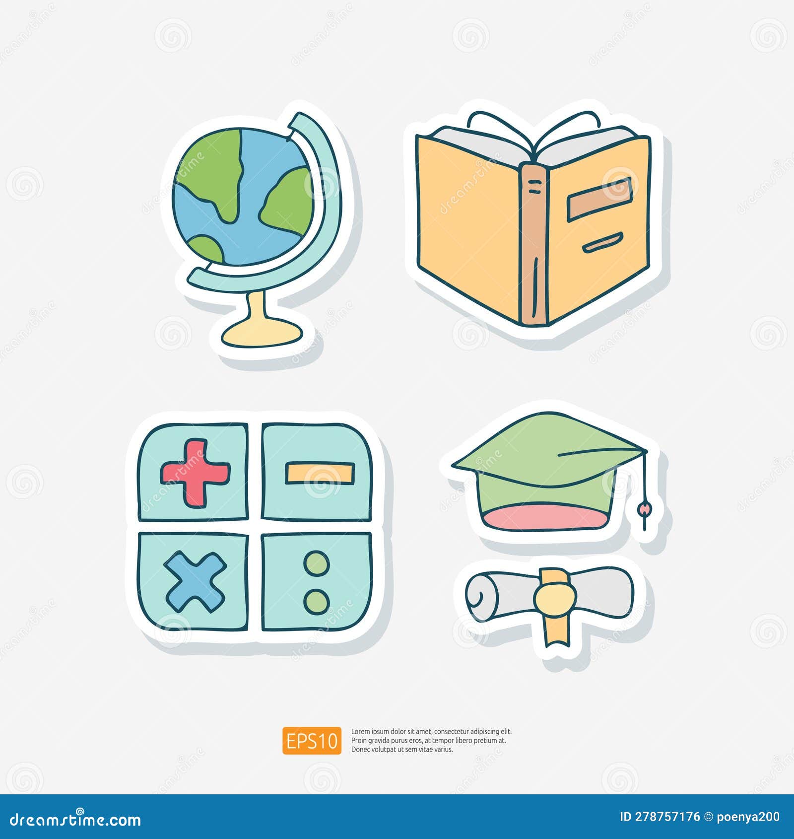 Globe, Text Book, Calculation Sign Symbol Button, Graduation Hat ...