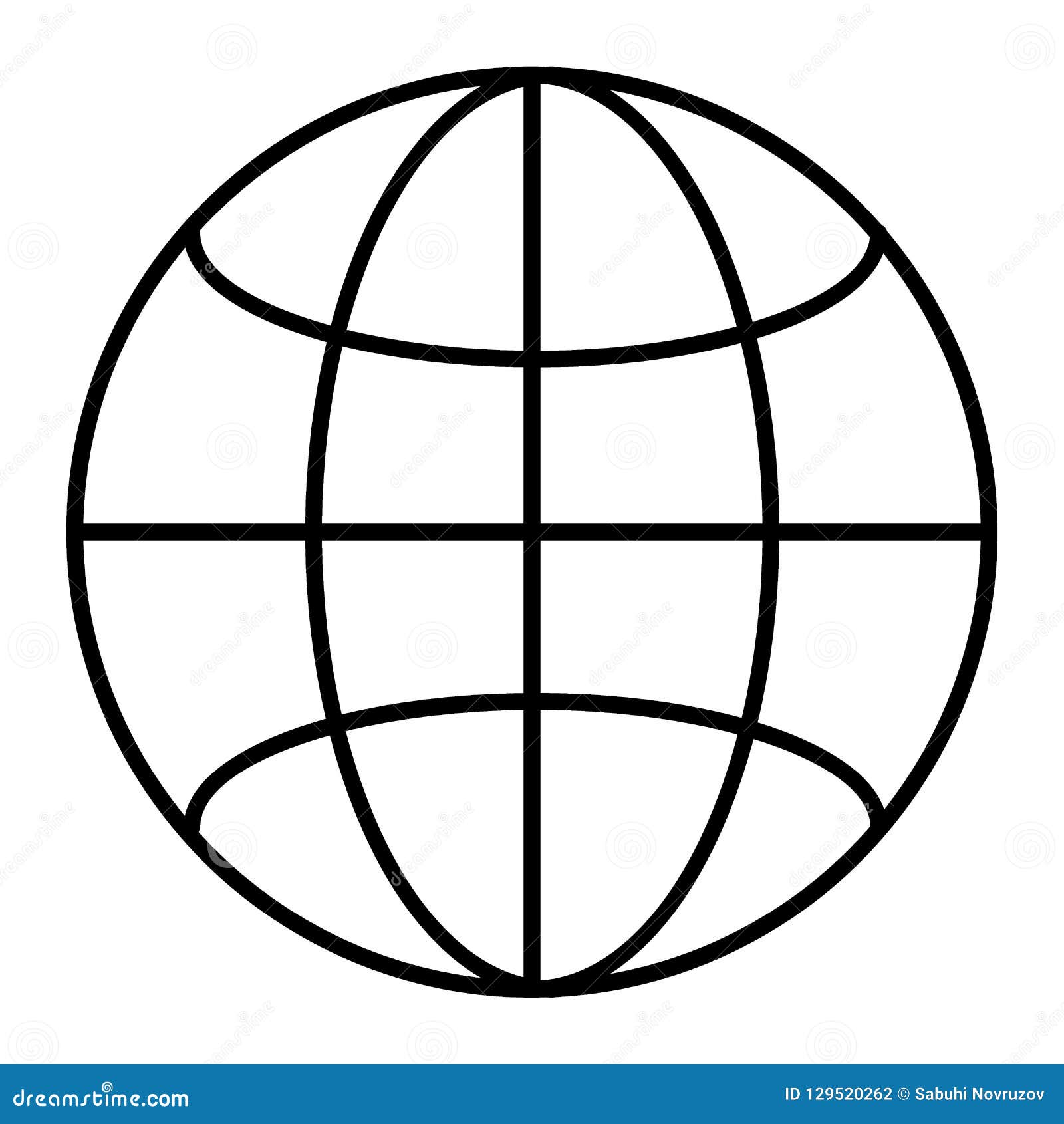 Globe Thin Line Icon. World Vector Illustration Isolated on White. Web ...