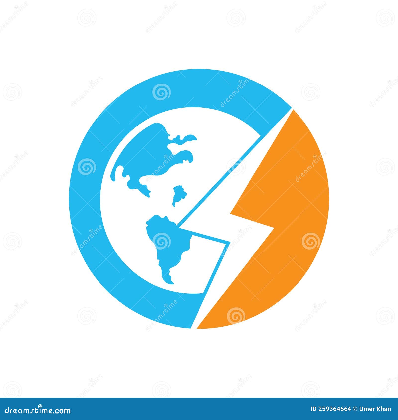 Globe and Thunder Vector Logo Icon Template. Stock Vector ...
