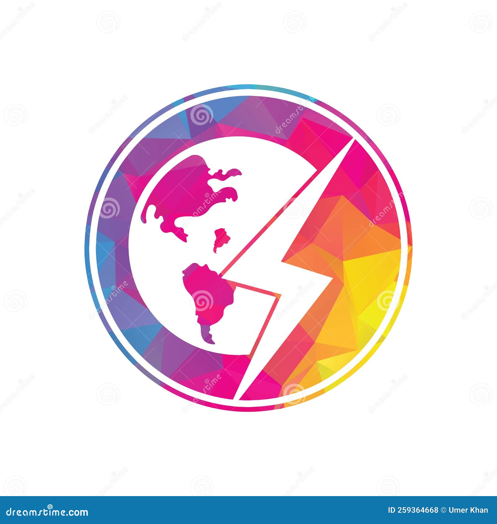Globe and Thunder Vector Logo Icon Template. Stock Vector ...