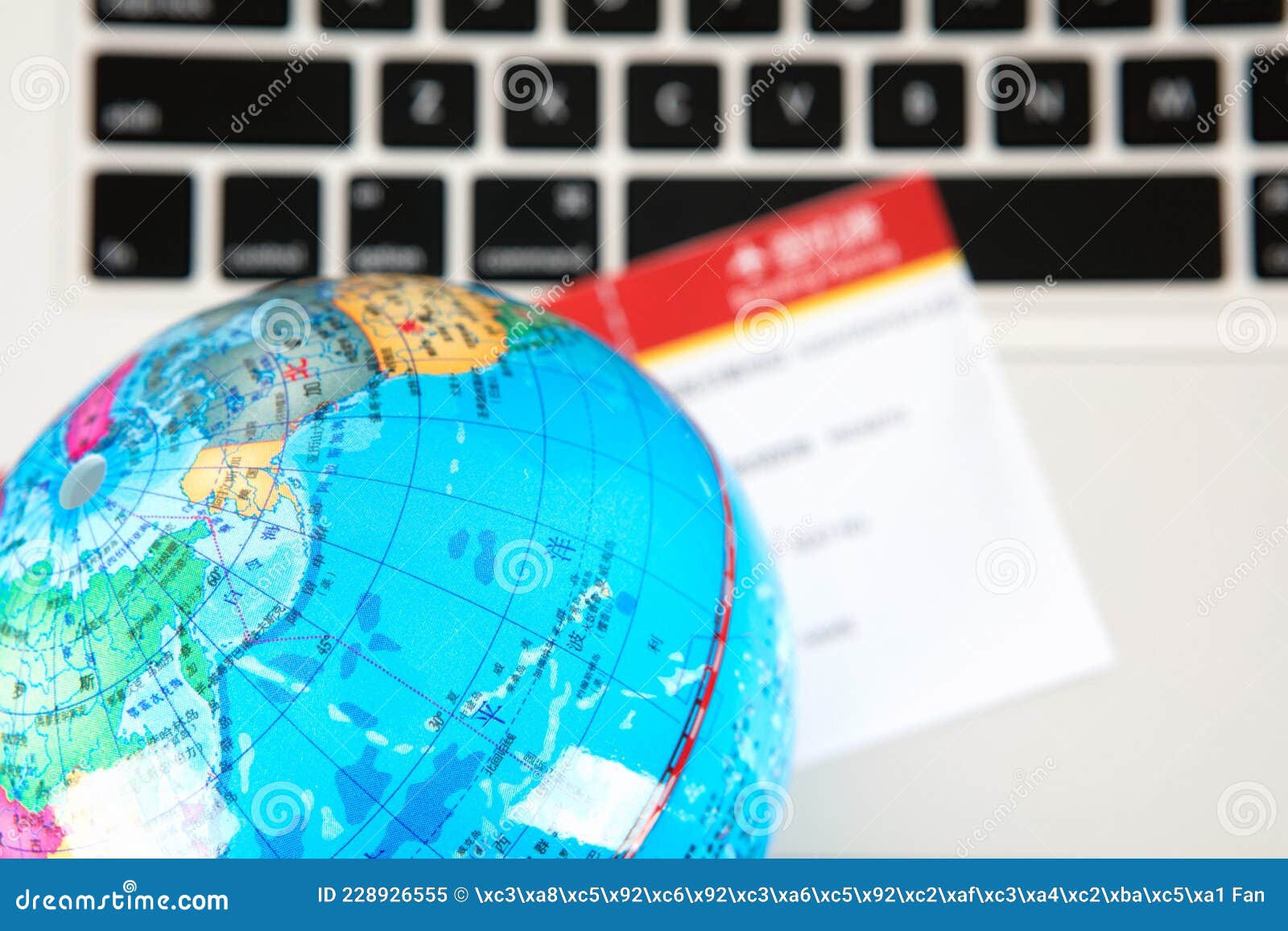 Globe and Ticket on Computer Keyboard Stock Image - Image of pass ...