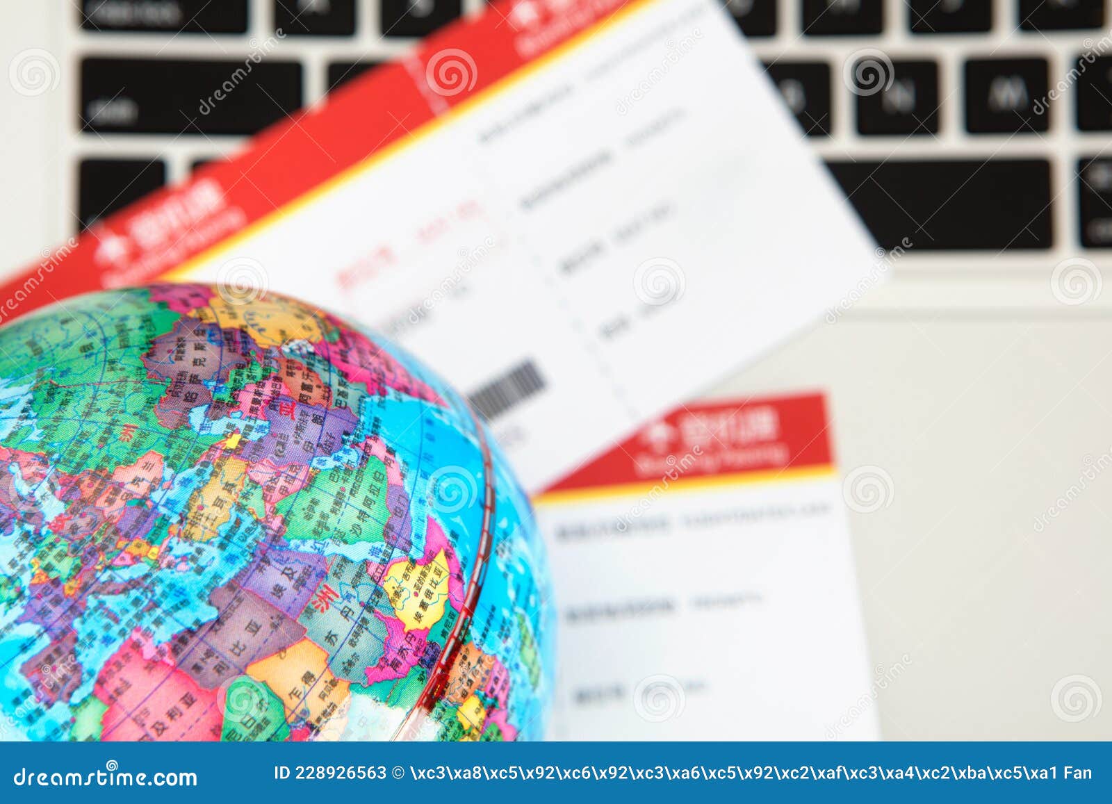 Globe and Ticket on Computer Keyboard Stock Image - Image of ticket ...