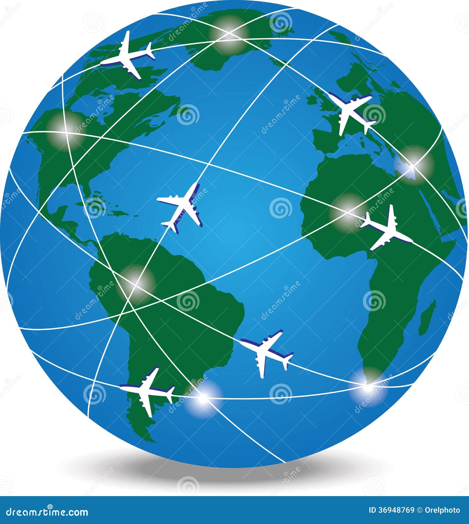 Globe with Trading Paths and Points Stock Vector - Illustration of ...