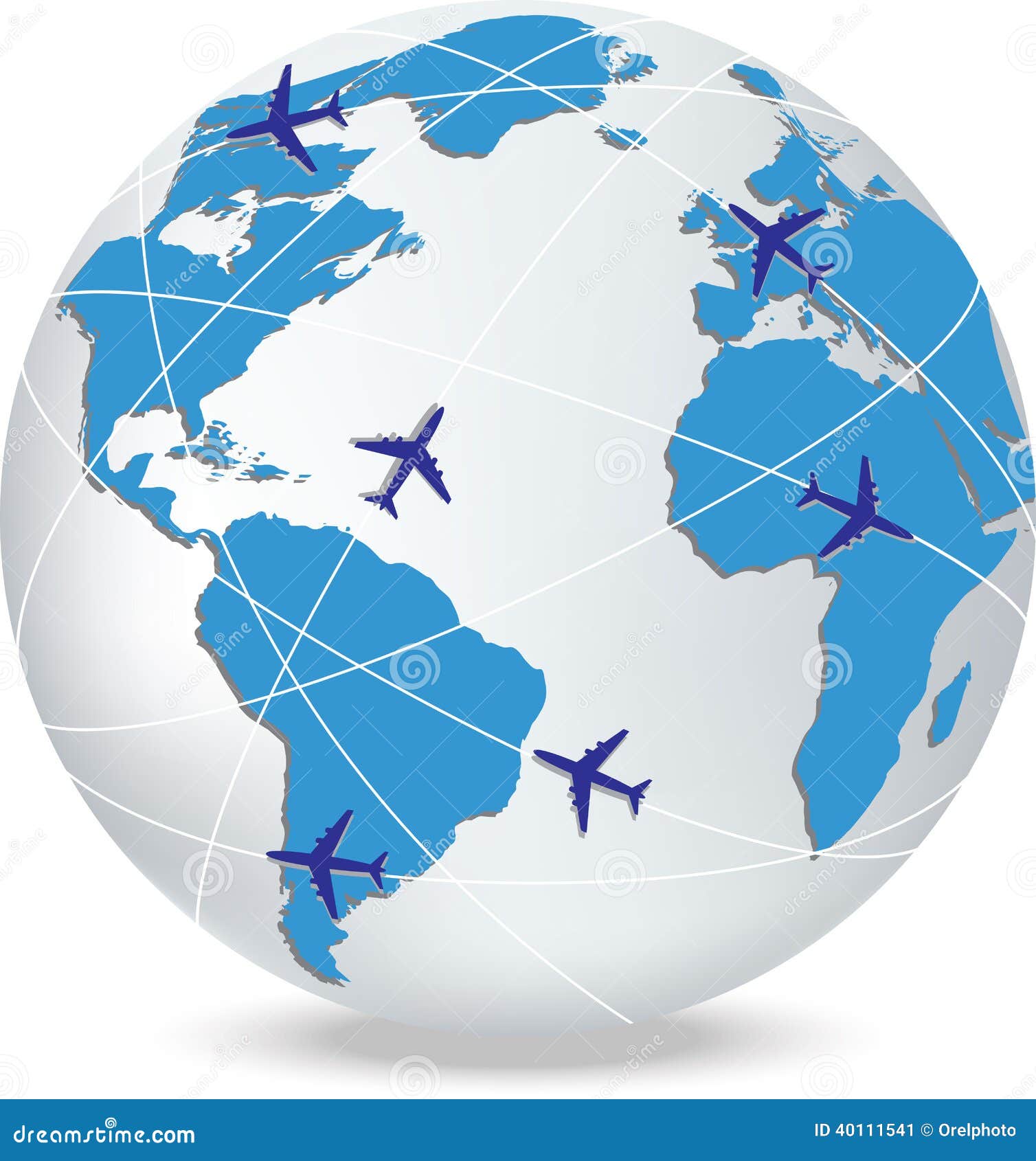Globe with Trading Paths and Points Stock Illustration - Illustration ...