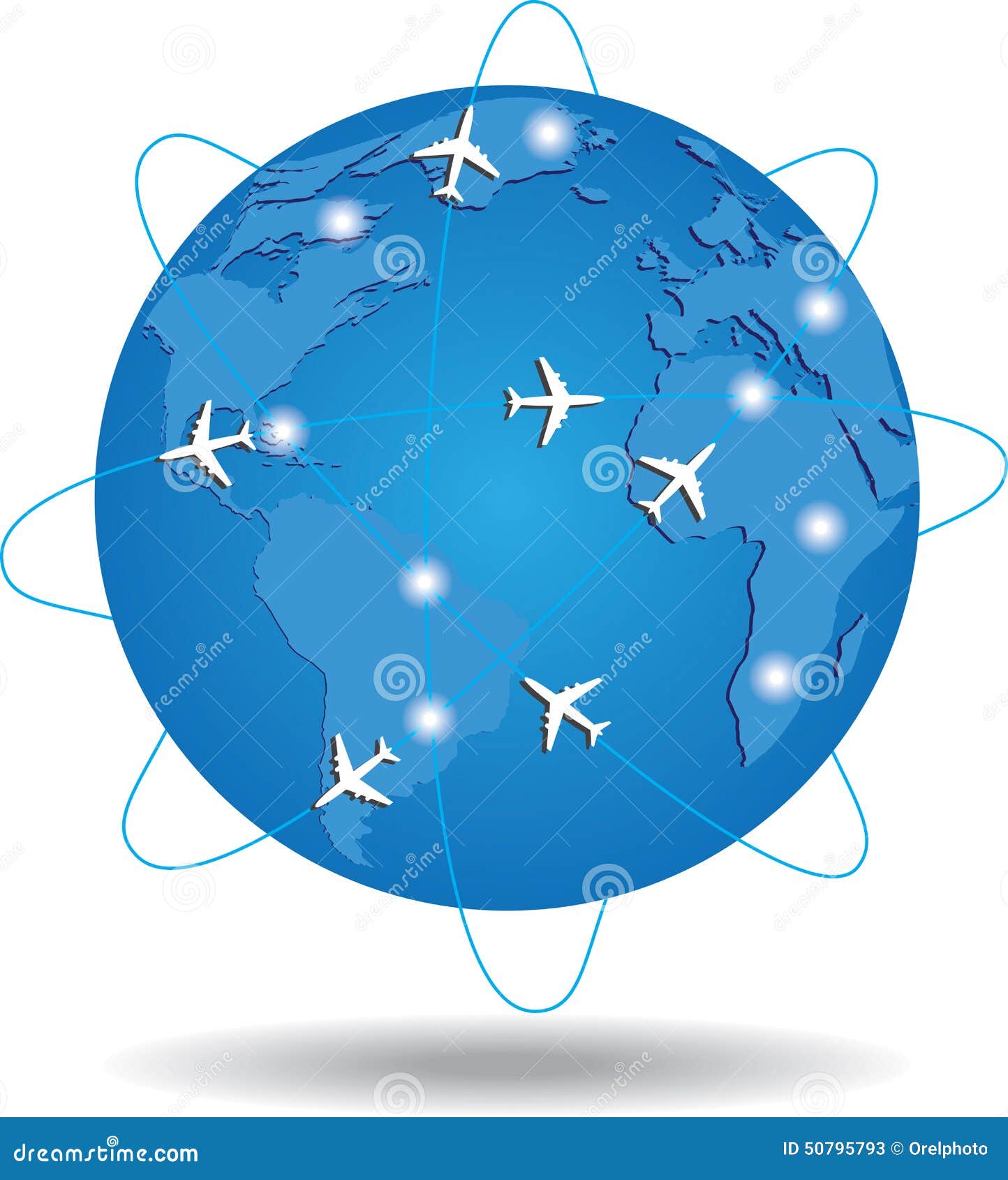 Globe with Trading Paths and Points Stock Vector - Illustration of ...