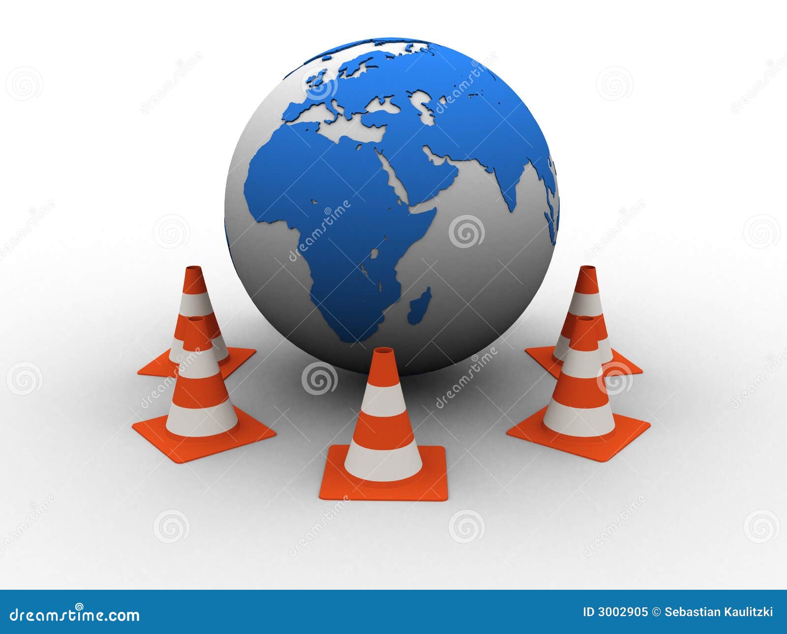 Globe and traffic cones stock illustration. Illustration of plastic ...