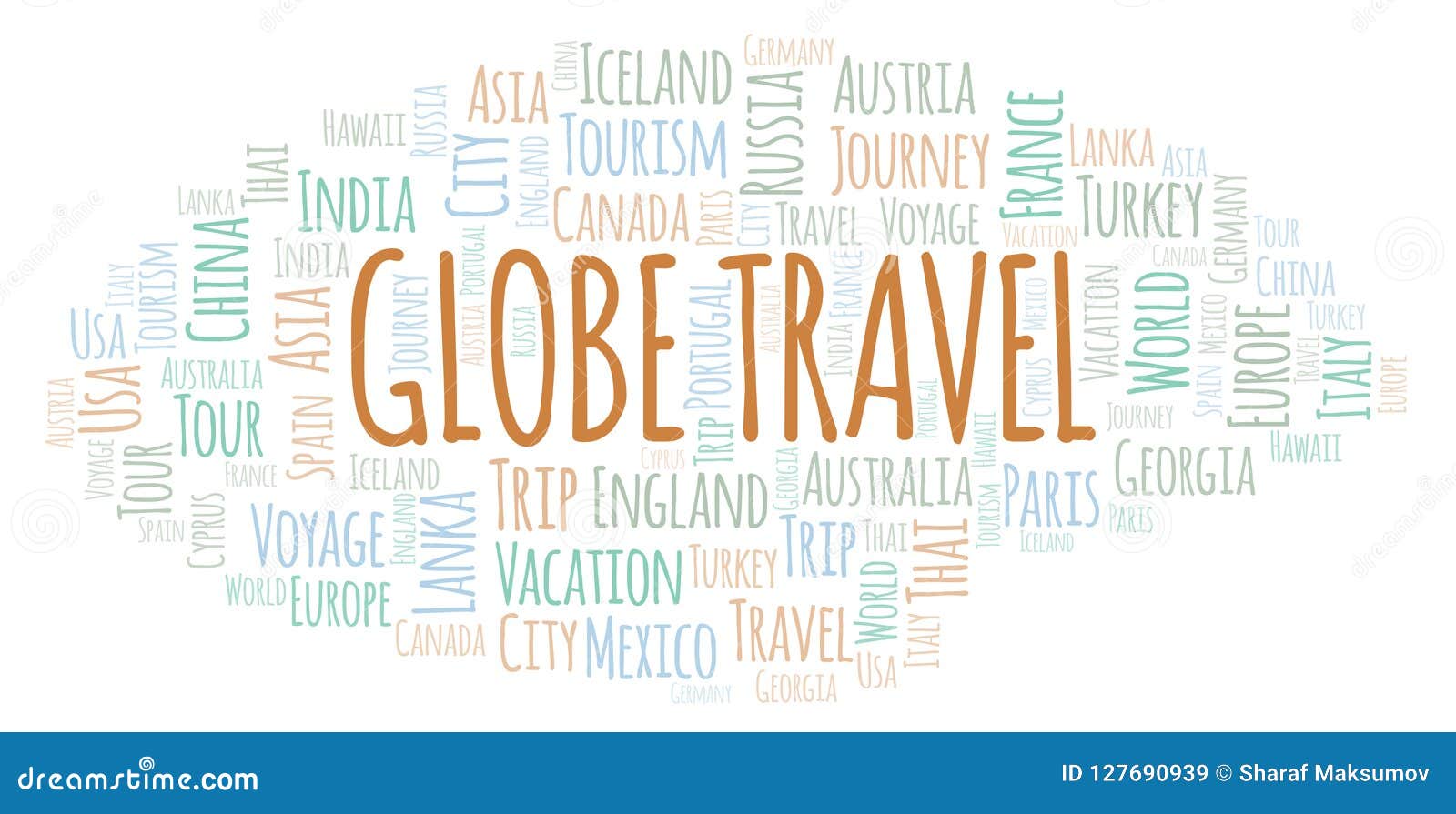 Globe Travel word cloud. stock illustration. Illustration of tourism ...
