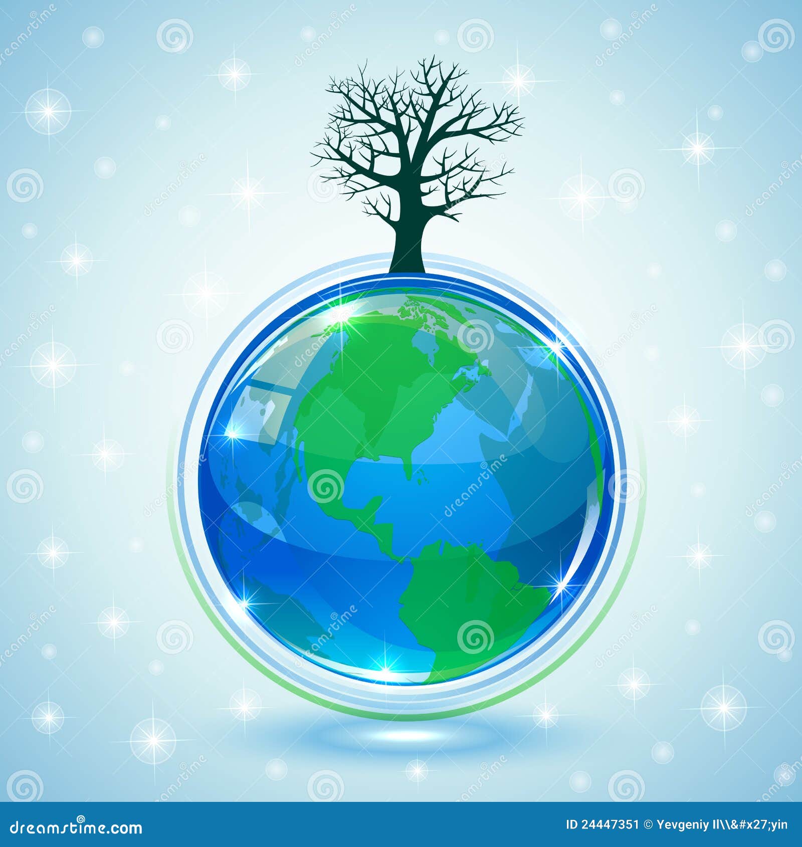 Globe with tree stock vector. Illustration of globe, light - 24447351
