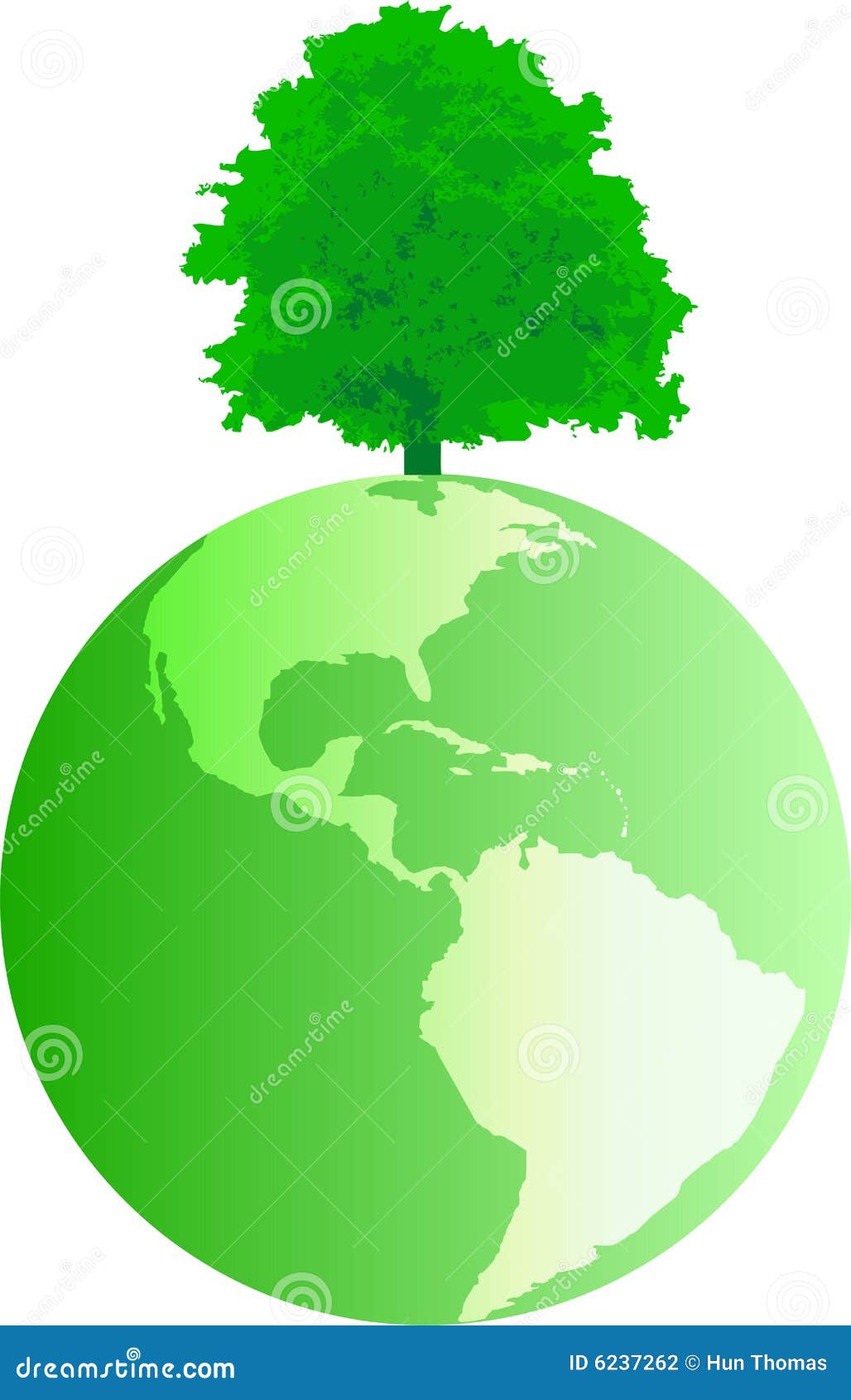 Globe with tree stock vector. Illustration of south, planet - 6237262