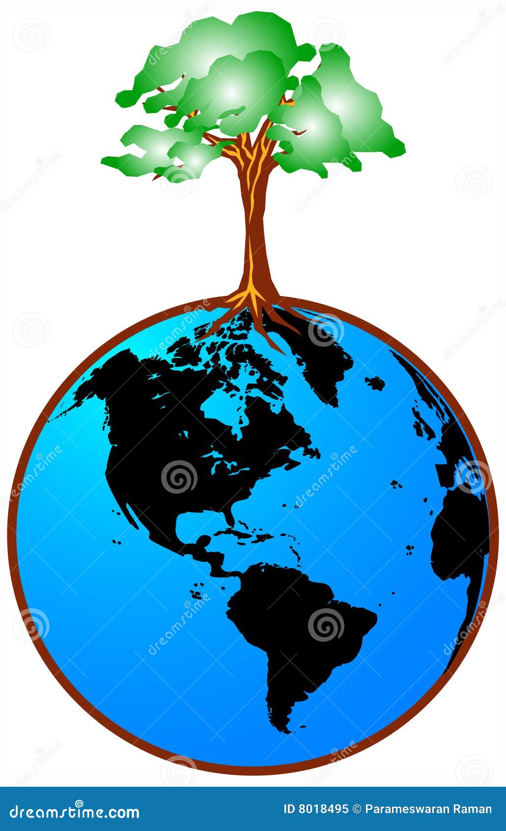 Globe with tree stock vector. Illustration of land, world - 8018495