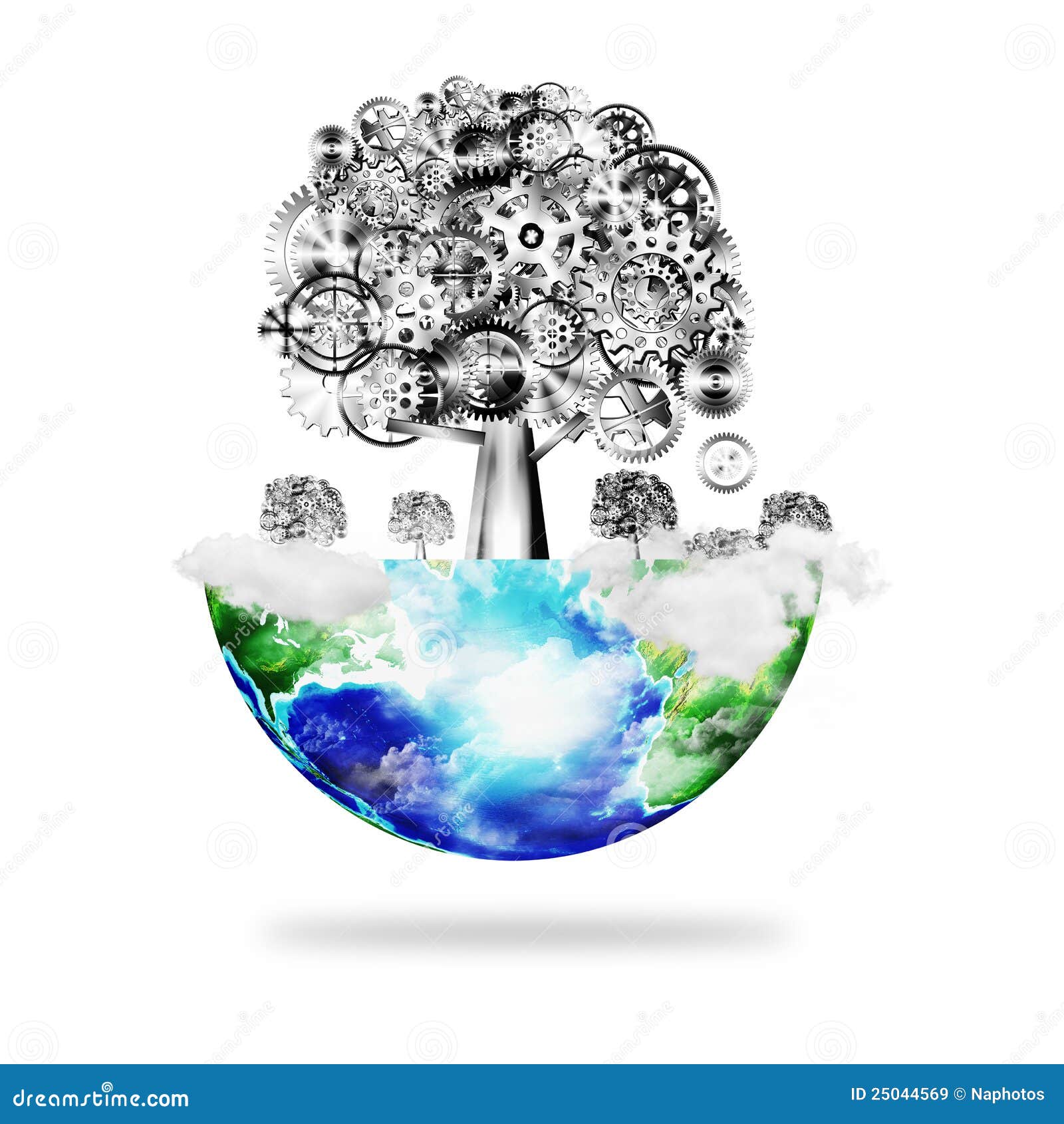Globe with Tree of Cogs and Gears Wheel Stock Illustration ...