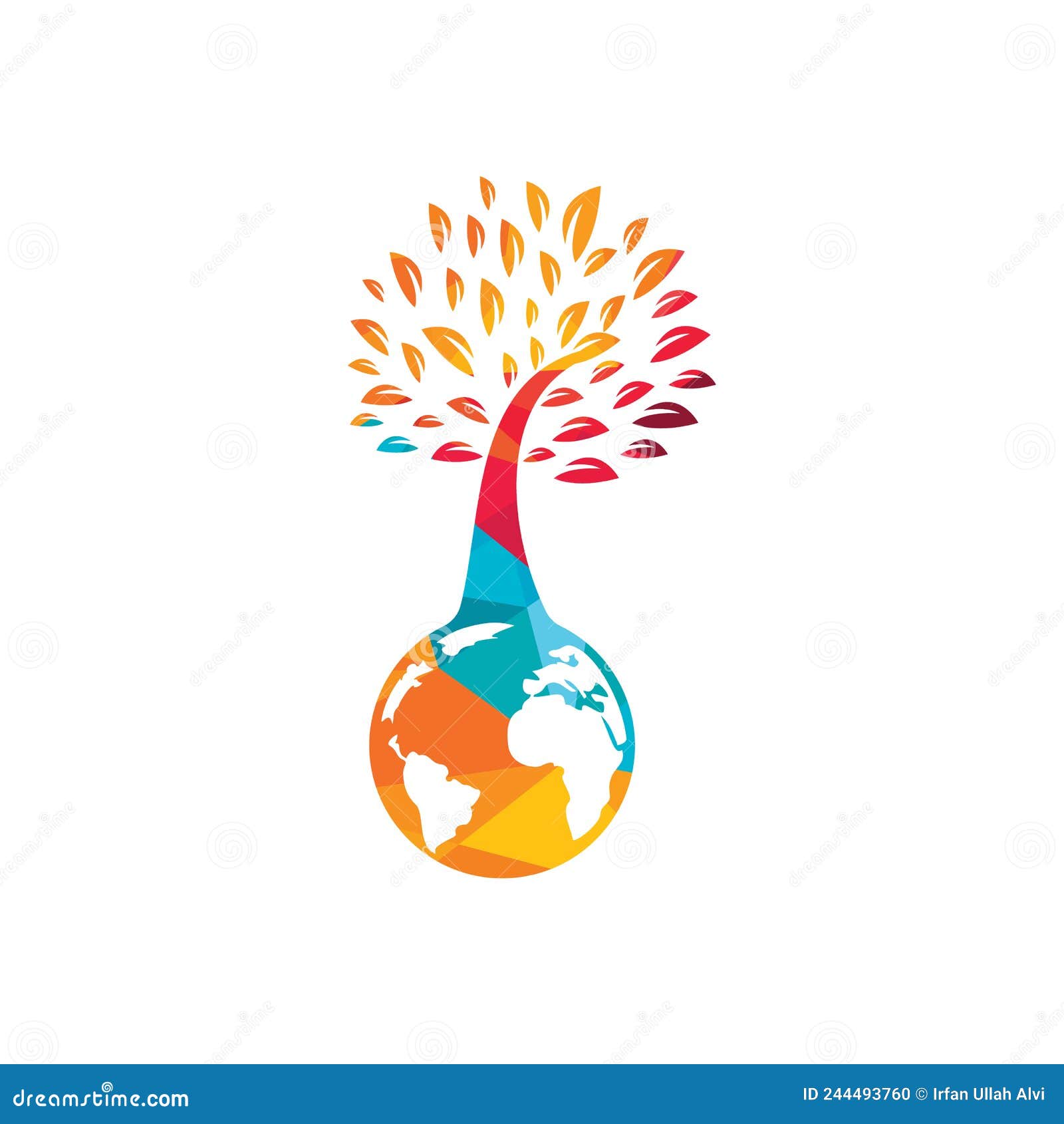 Globe Tree Vector Logo Design Template. Planet and Eco Symbol or Icon ...