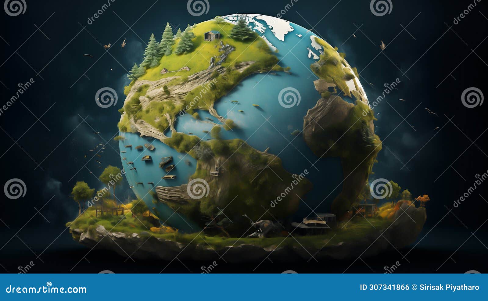 Globe with Trees on the Background Stock Illustration - Illustration of ...
