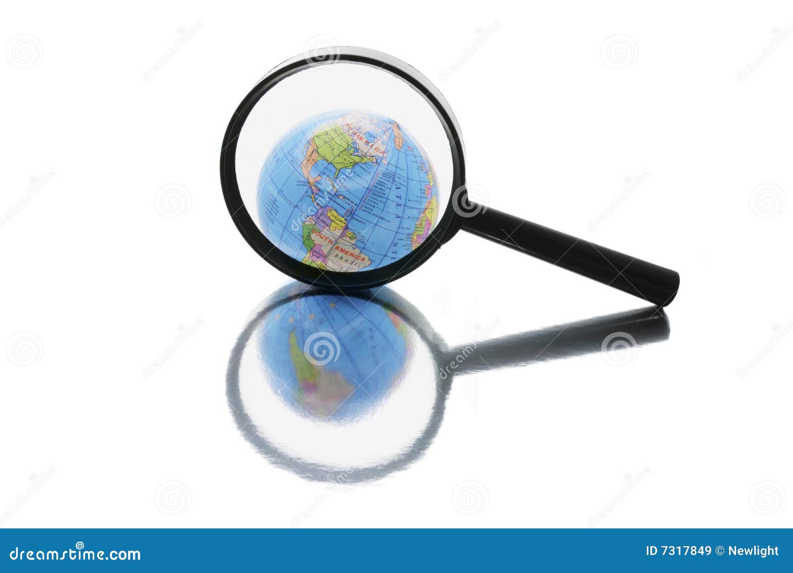Globe Under Magnifying Glass Stock Image - Image of objects, south: 7317849