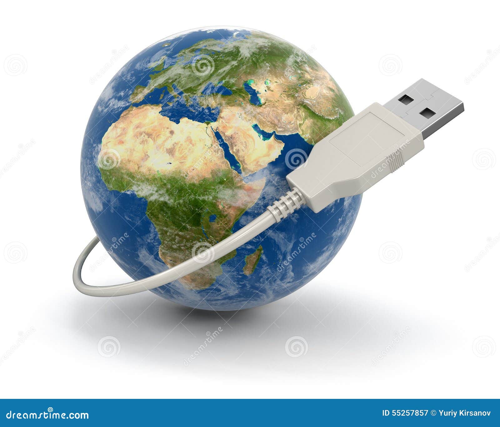Globe and USB Cable (clipping Path Included) Stock Illustration ...