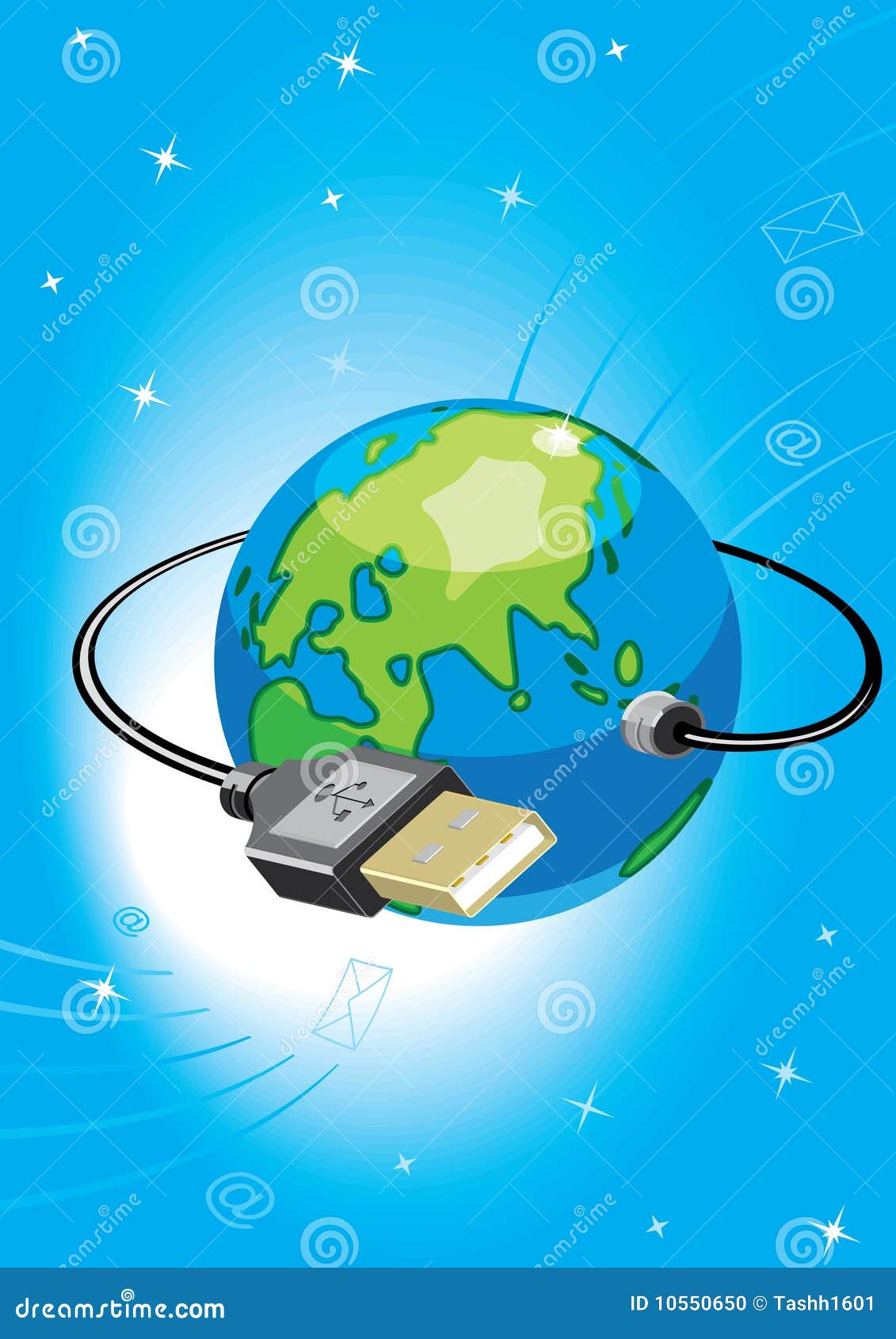 Globe with USB a socket stock illustration. Illustration of cable ...