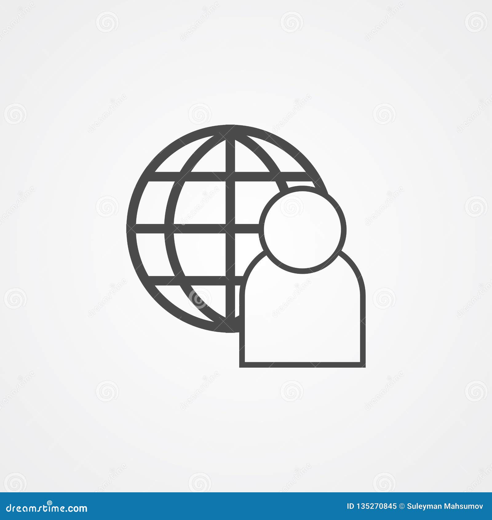 Globe and User Vector Icon Sign Symbol Stock Vector - Illustration of ...