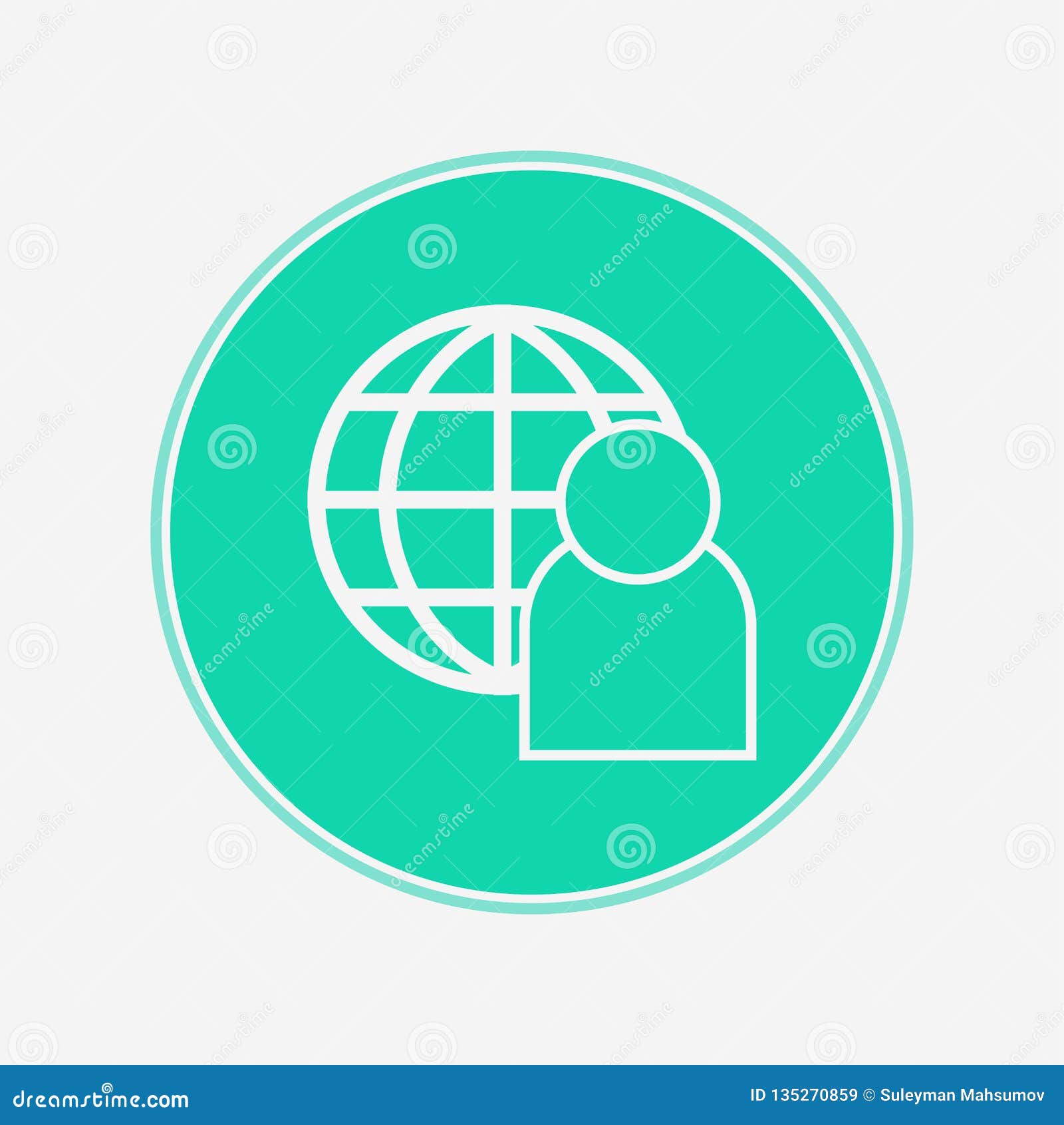 Globe and User Vector Icon Sign Symbol Stock Vector - Illustration of ...