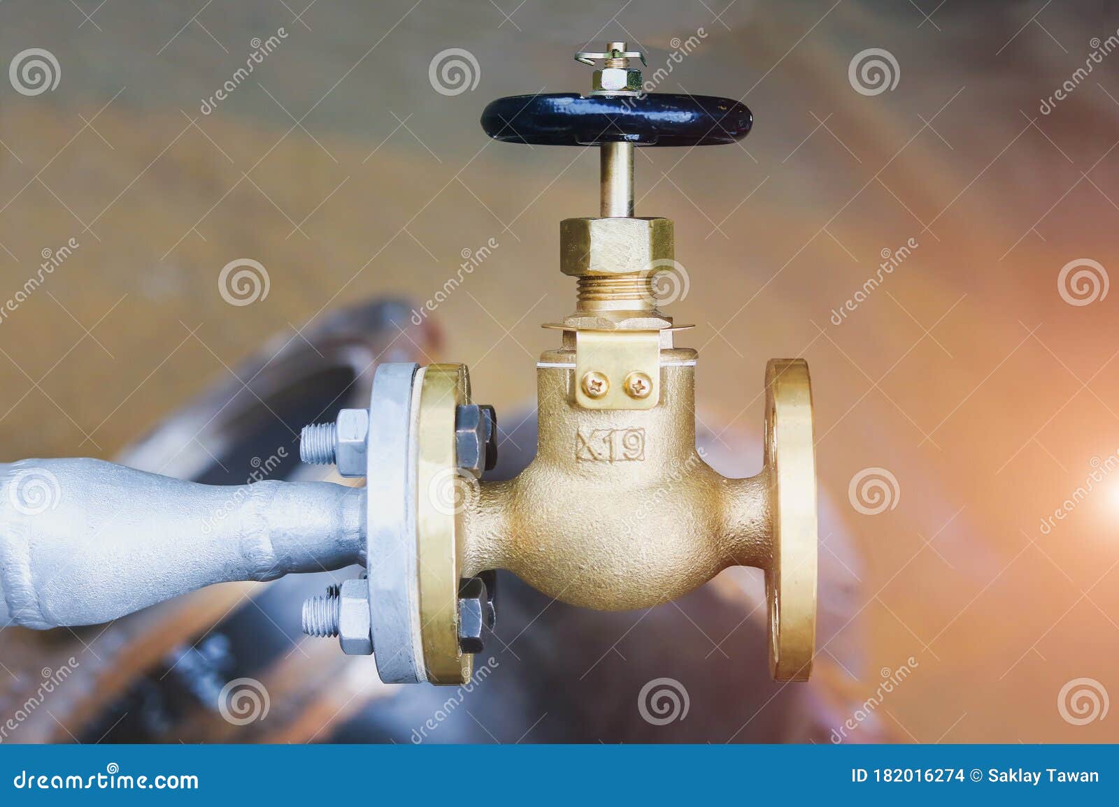 Globe Valve Connecting with Slip on Flange Stock Photo - Image of pipe ...